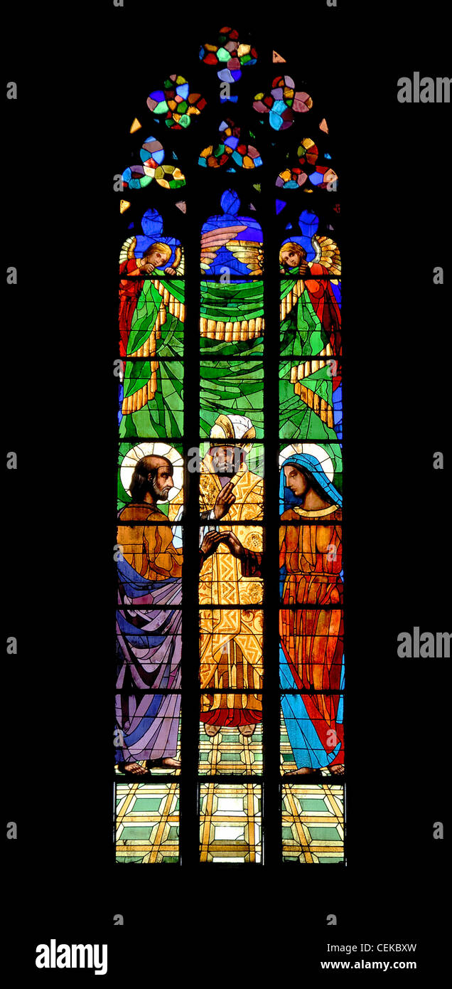Barcelona, Spain. Church of Santa Maria del Mar (14thC) Stained glass ...