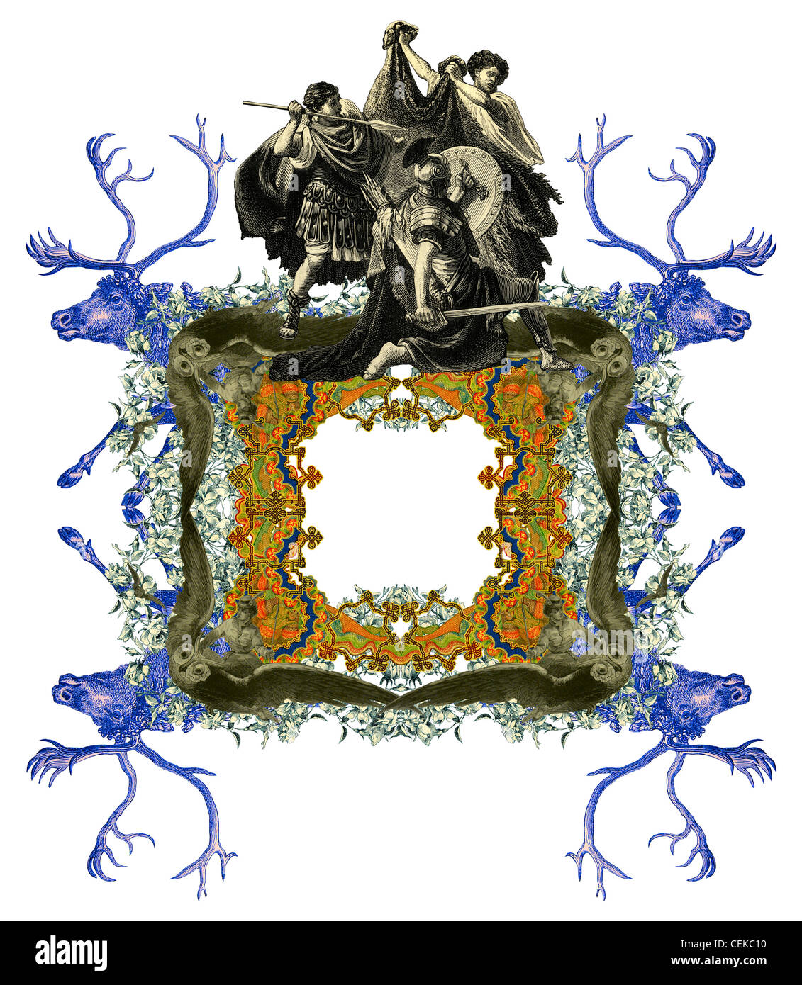 Luxurious Victorian frame, with a gladiator Stock Photo - Alamy