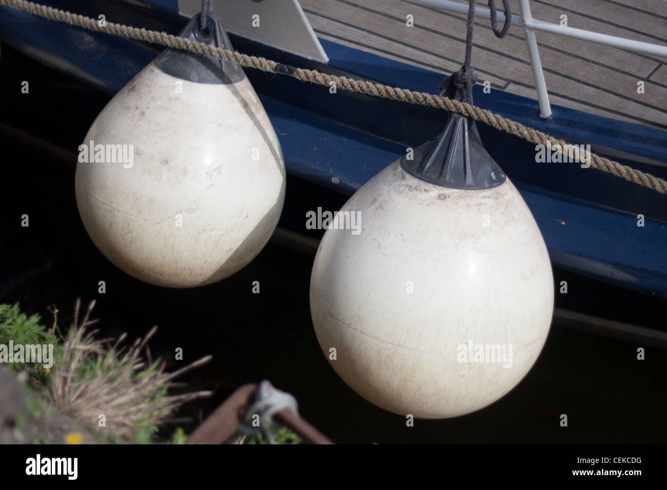 Side markers on the side of a boat, sea markers and buoys Stock Photo ...