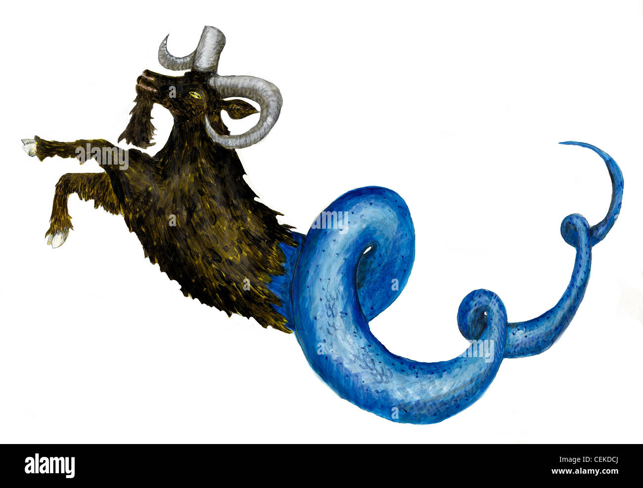 HoroscopesCapricorn: painting of a goat with a fish's tail Stock Photo ...