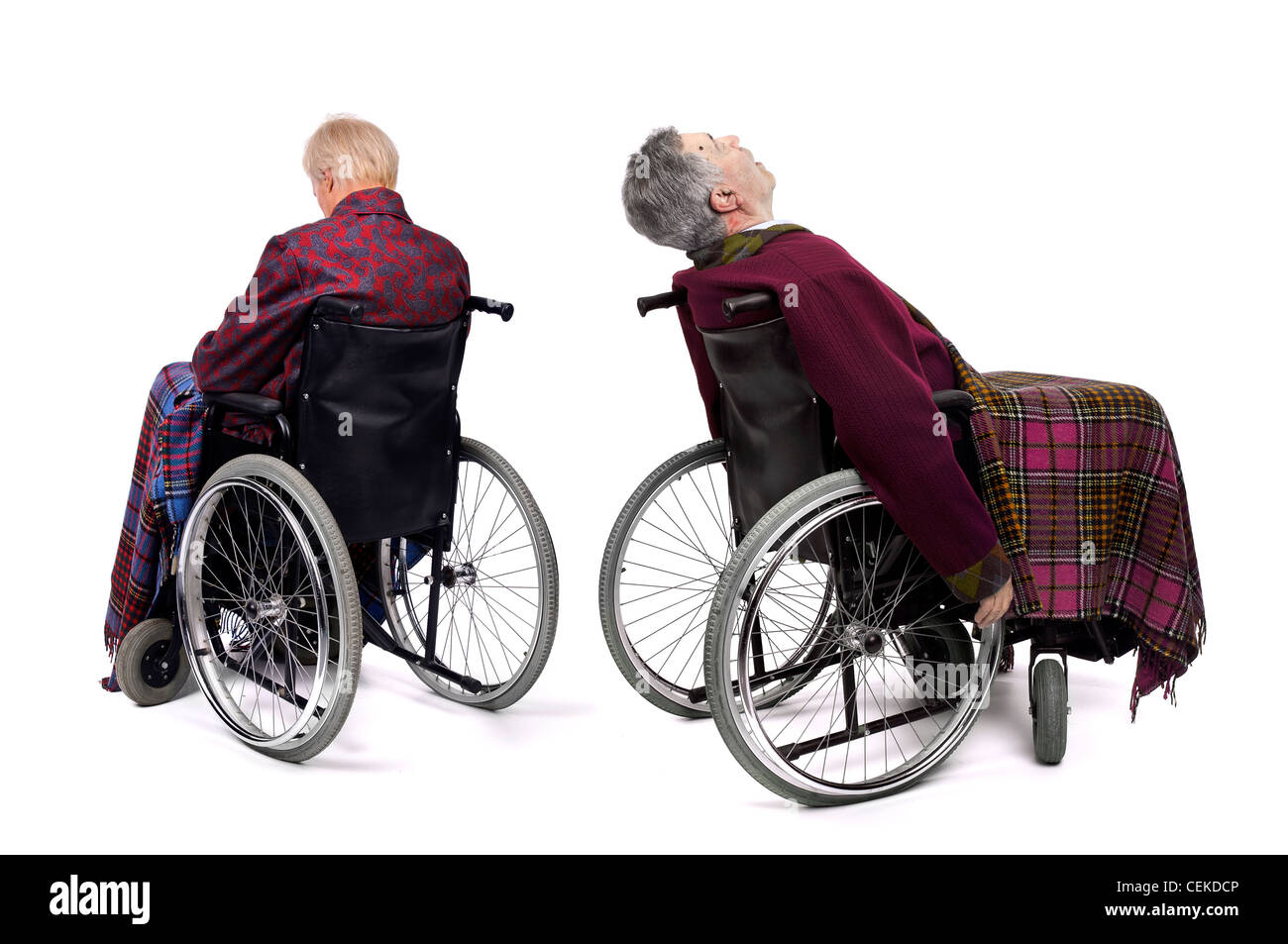 Lonely male elderlies in wheelchairs Stock Photo - Alamy
