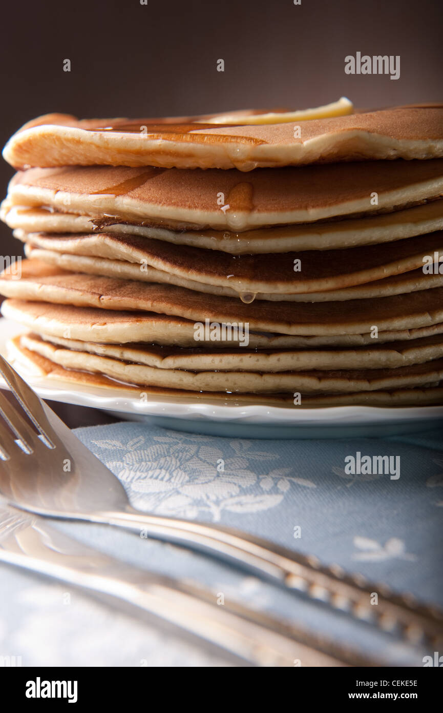 Stack of American pancakes on the table Stock Photo - Alamy
