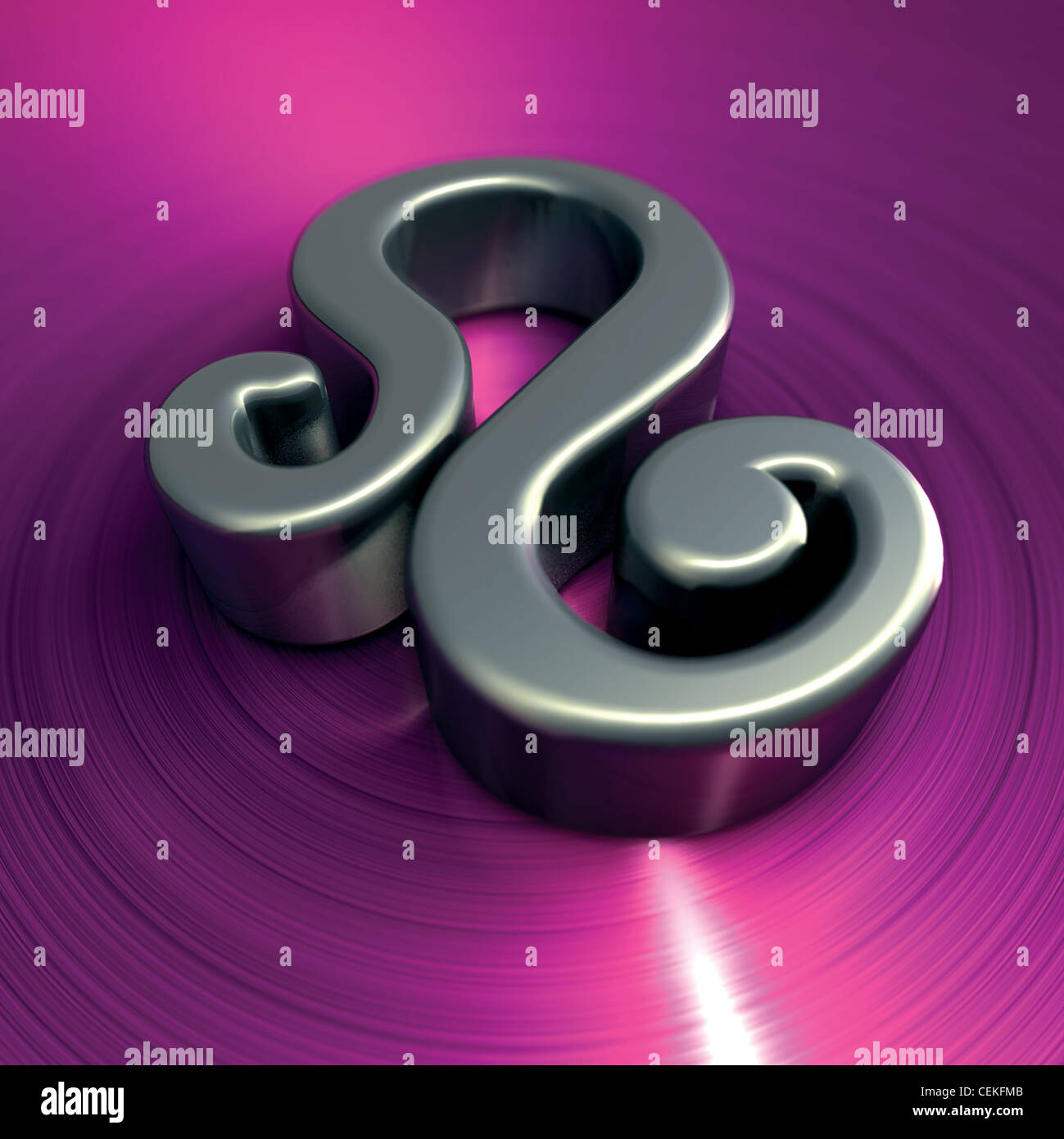 Horoscope GlyphsSilver Leo symbol on a pink colour background Stock ...