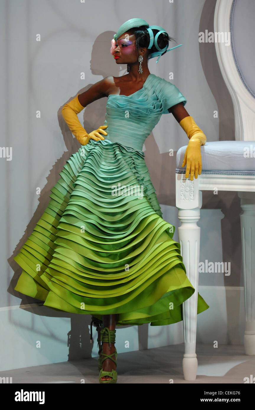 Paris Haute Couture DiSpring Summer Model Debra Shaw wearing turquoise ...