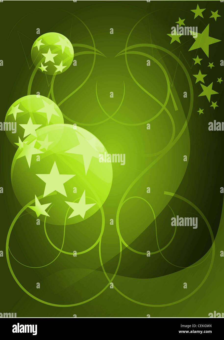 Christmas background with spheres and stars Stock Photo - Alamy