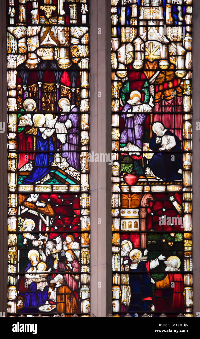 England, Somerset, Bath, Bath Abbey, Stained Glass Window, East Window ...