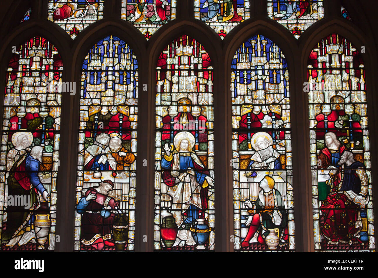 England, Somerset, Bath, Bath Abbey, Stained Glass Window, New ...