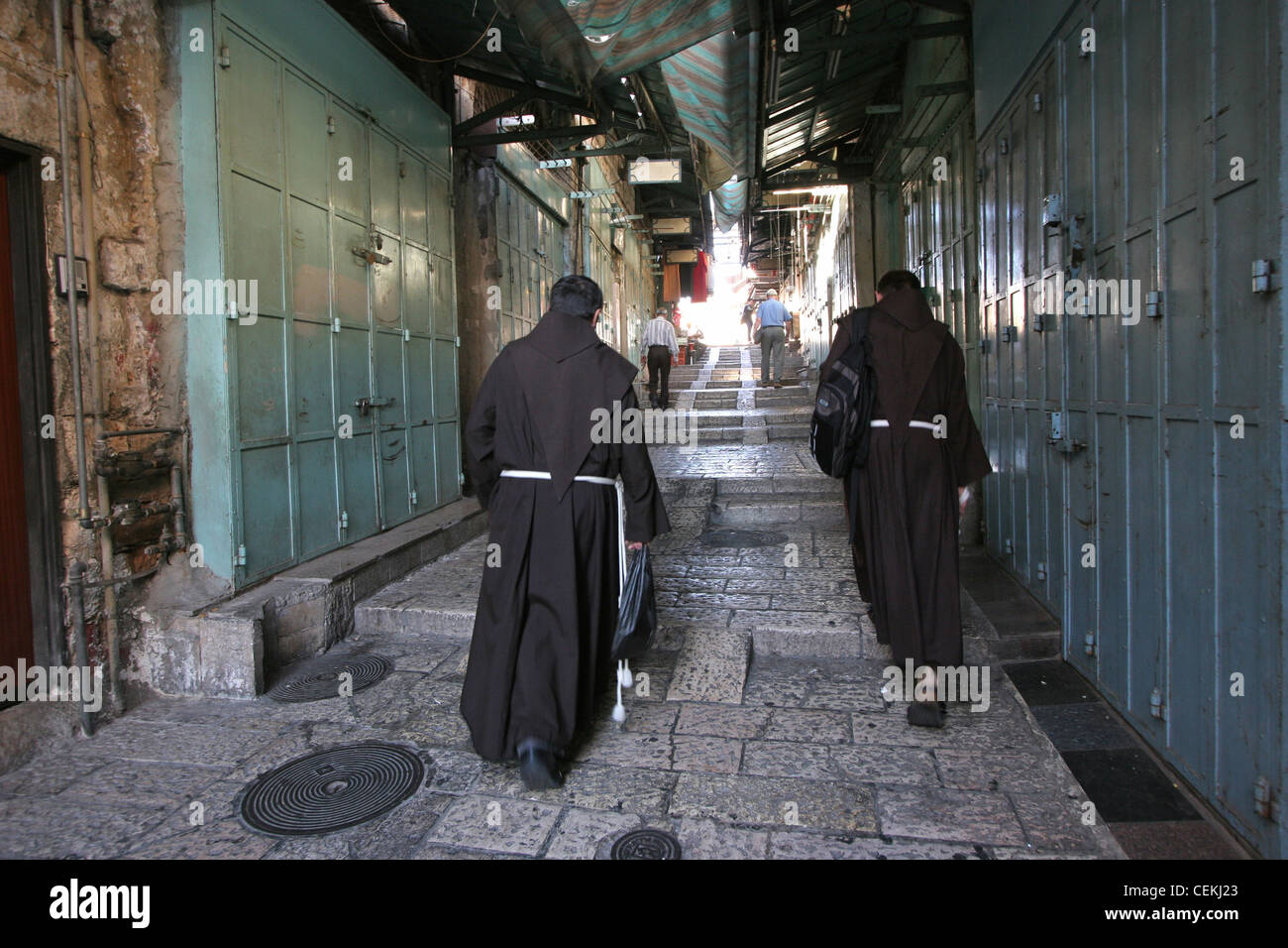 Monks on the street of Jerusalem Stock Photo - Alamy