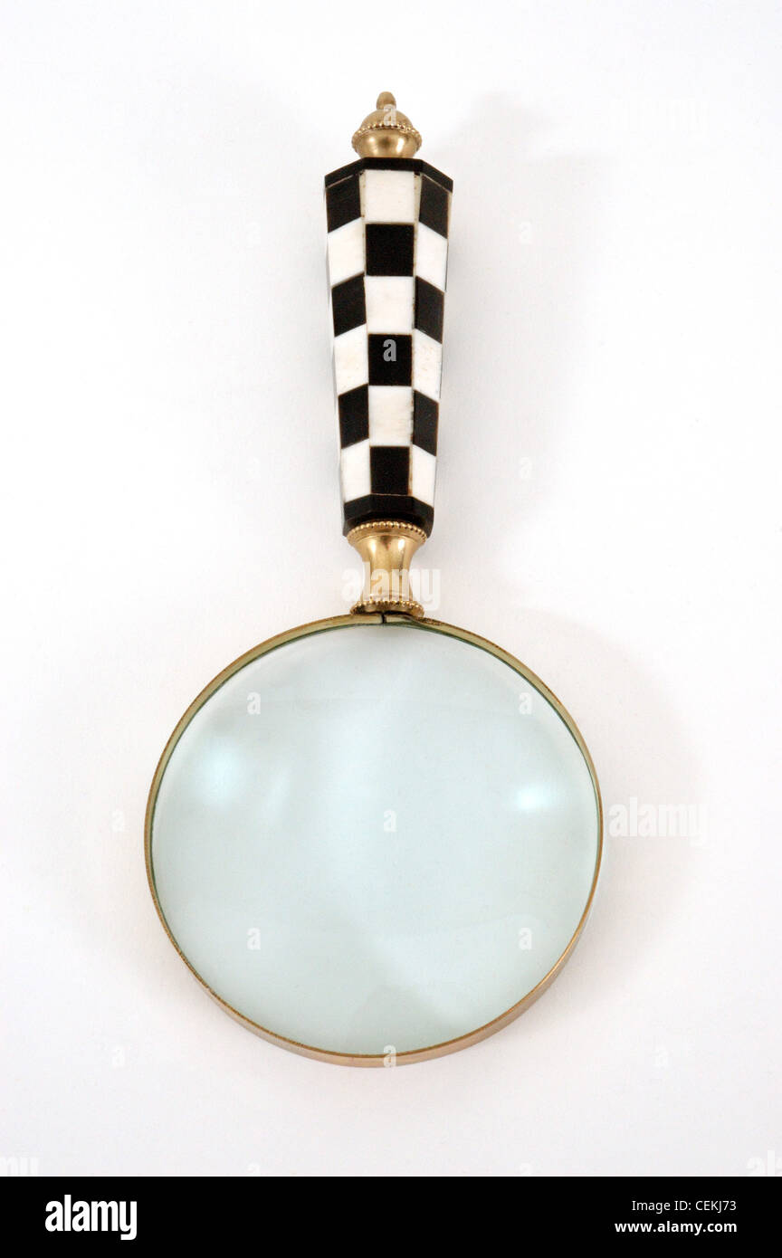 A magnifying glass with a black and white checkered handle Stock Photo ...