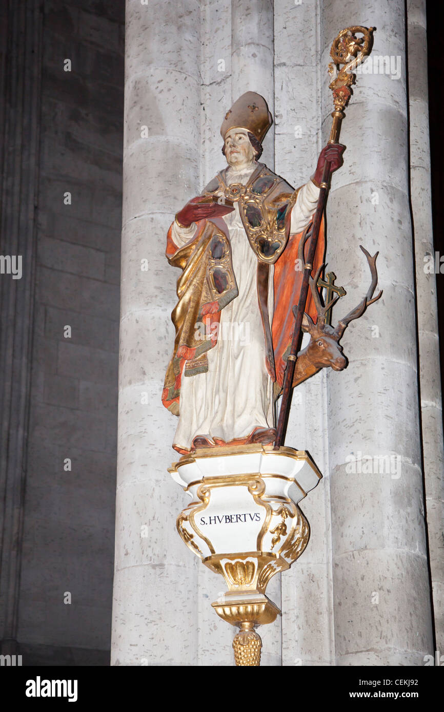 Germany, Cologne, Cologne Cathedral, Corbel Statue of St. Hubertus ...