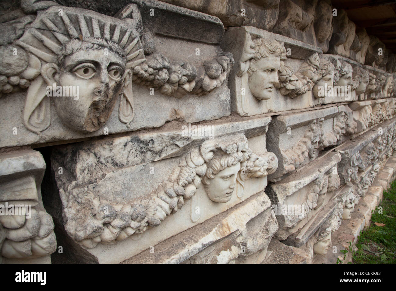 Turkey, Aphrodisias, Sebasteion, Wall Reliefs, Theatrical Masks Stock ...