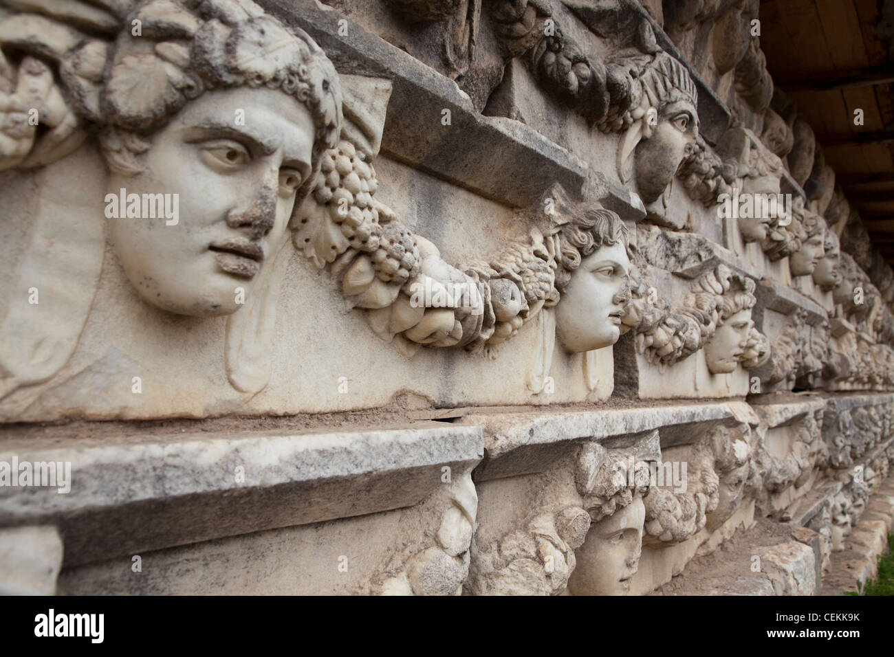 Turkey, Aphrodisias, Sebasteion, Wall Reliefs, Theatrical Masks Stock ...