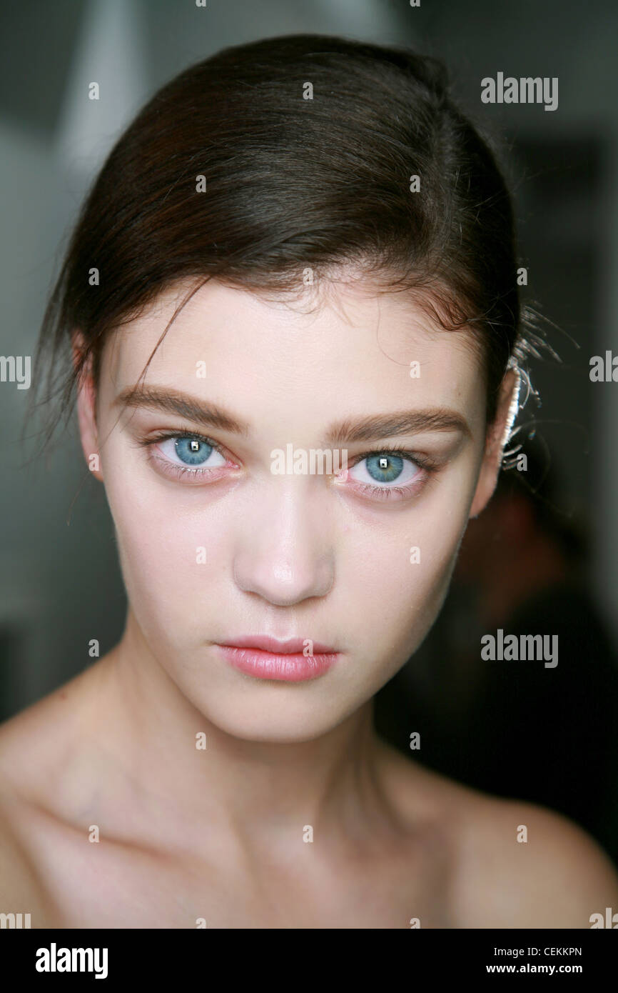 Balenciaga Paris Backstage Spring Summer Model with brunette hair tied ...