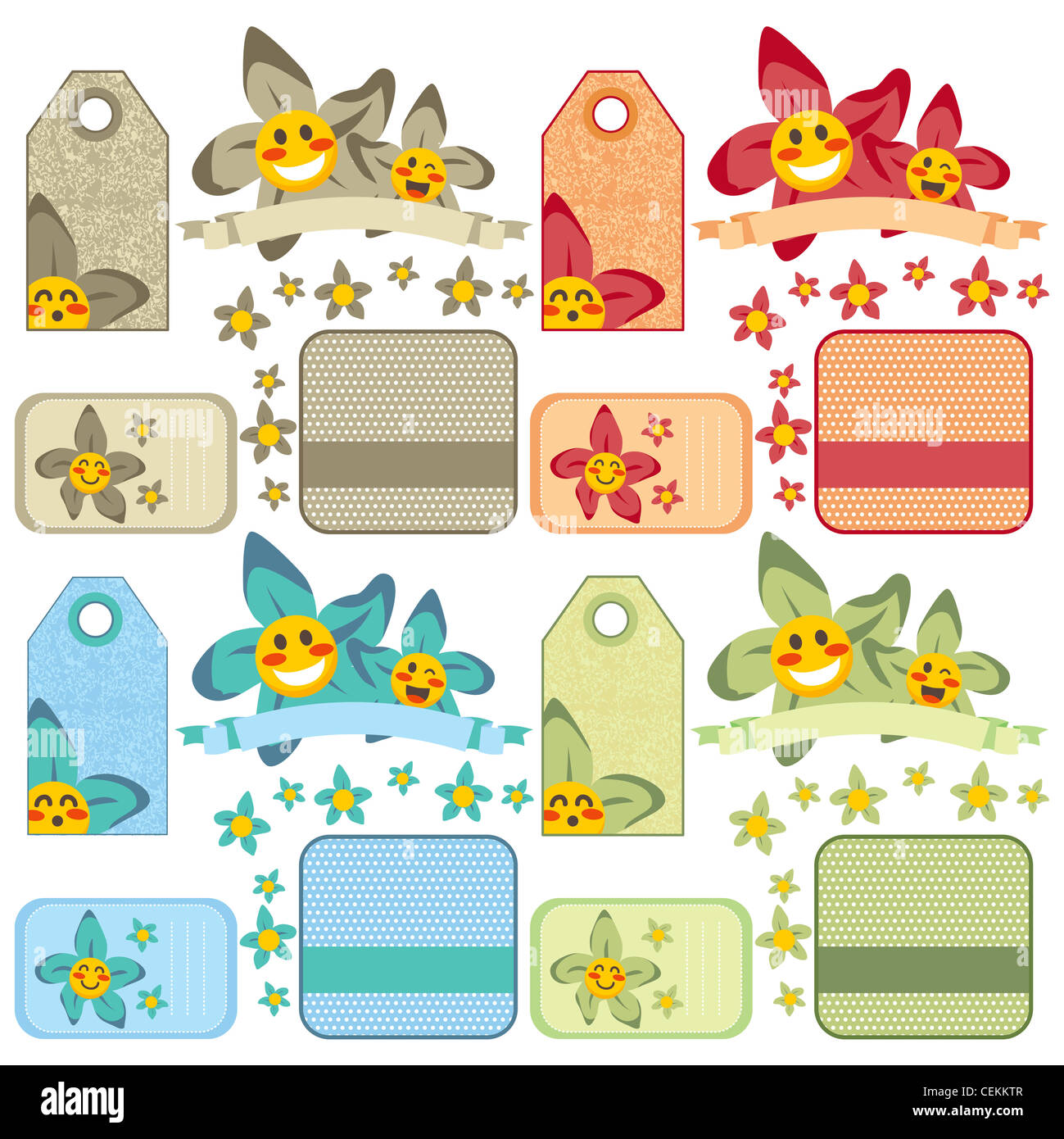 Collection of cute Orchid flower template labels in four different ...