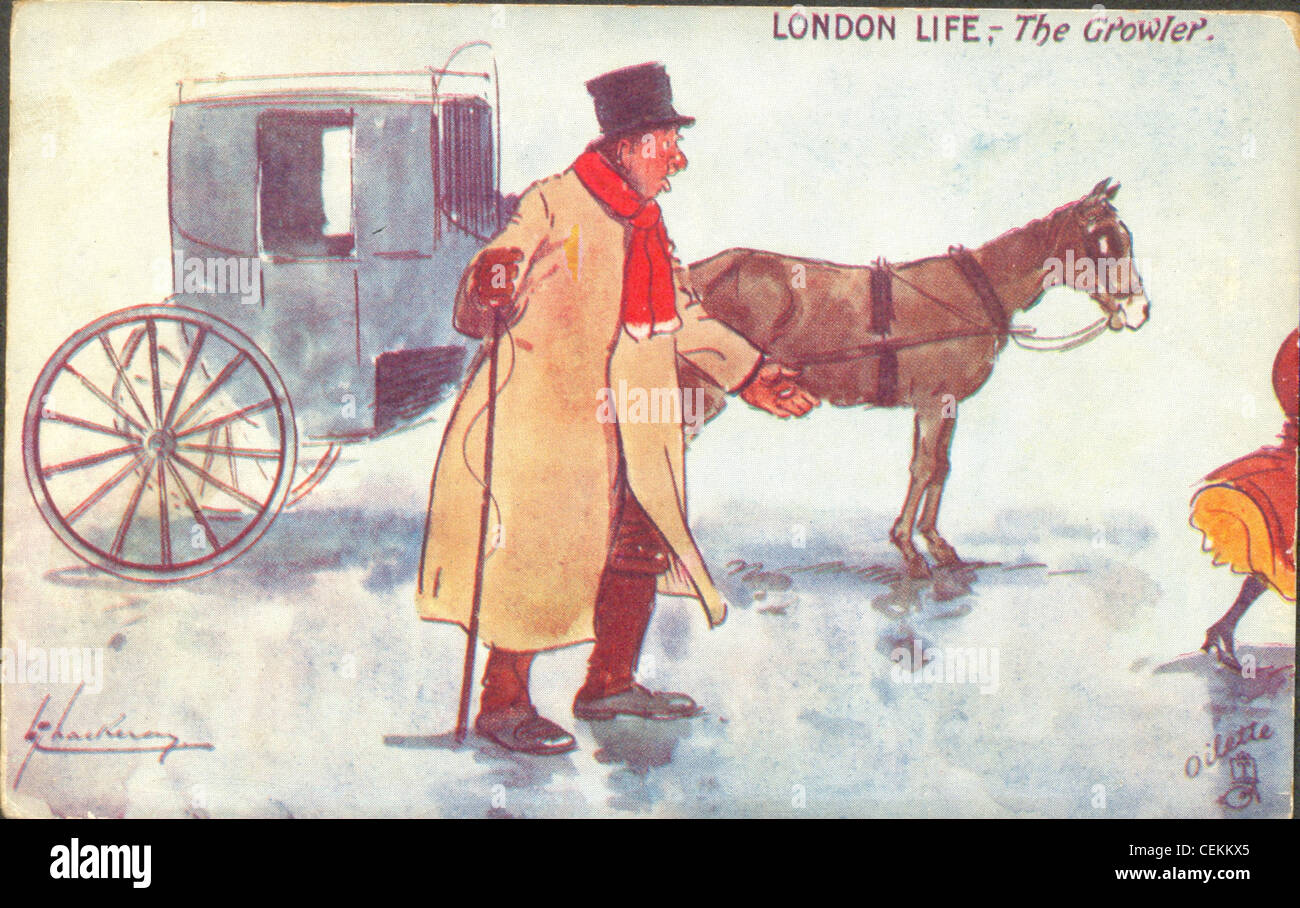 Postcard by artist Lance Thackeray titled London Life: The Growler ...