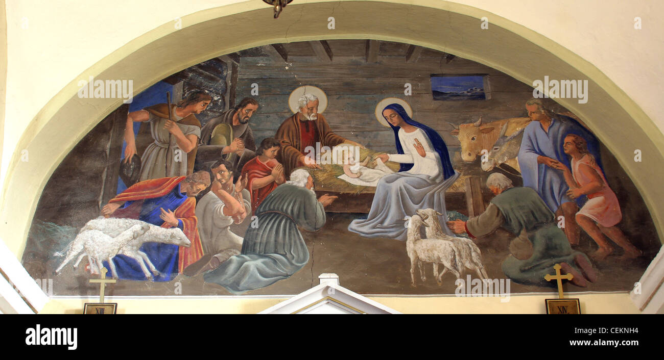 Nativity Scene, adoration of the Shepherds Stock Photo - Alamy
