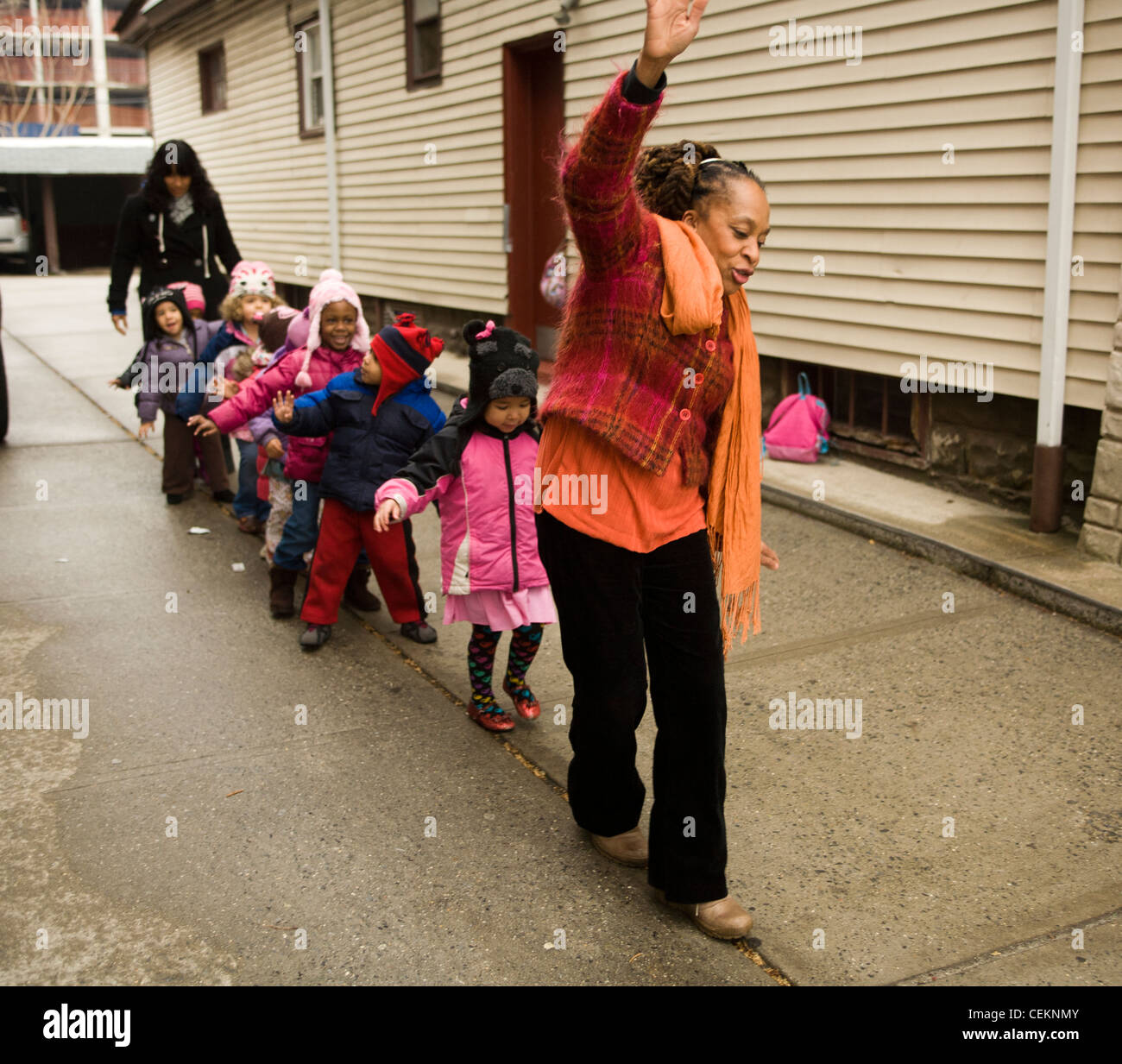 Kids Playing Follow The Leader
