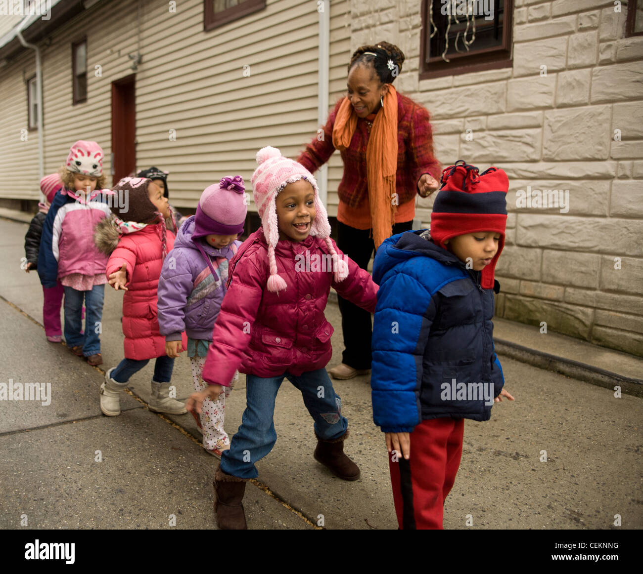Kids Playing Follow The Leader