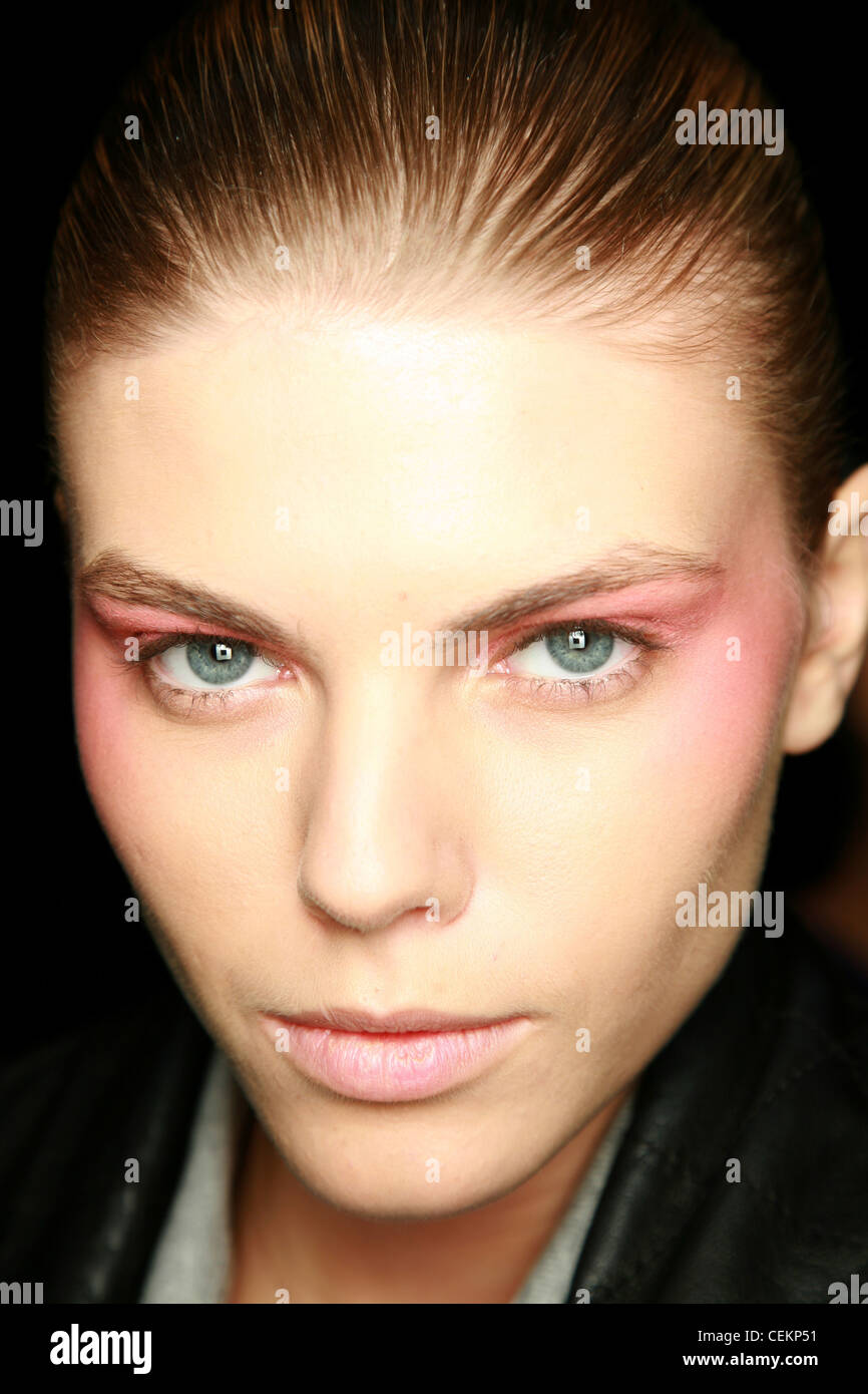 Max Mara Milan Backstage Spring Summer Cropped image of brunette model ...
