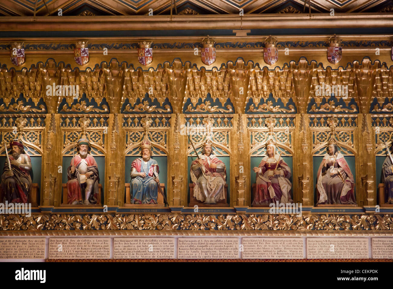 Spain, Segovia, Alcazar, Monarch Room, Statues of the monarchs of ...