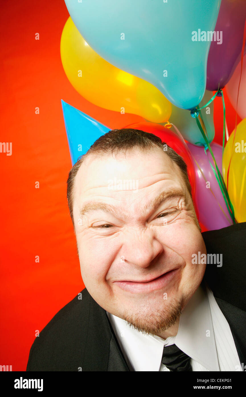 Man With Balloons Stock Photo - Alamy