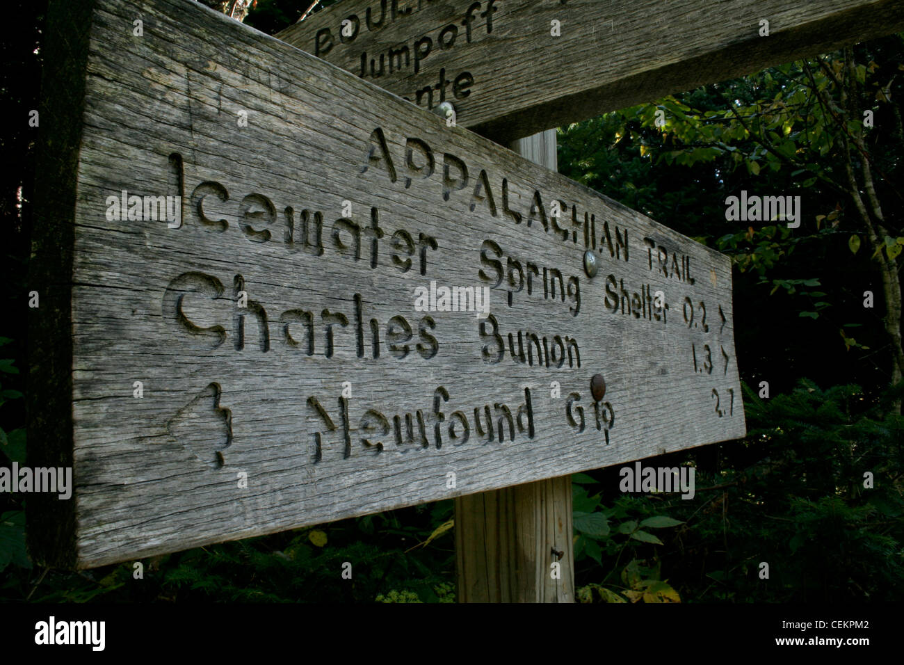 Appalachian trail sign hiker Great Smokey Mountain National Park North ...