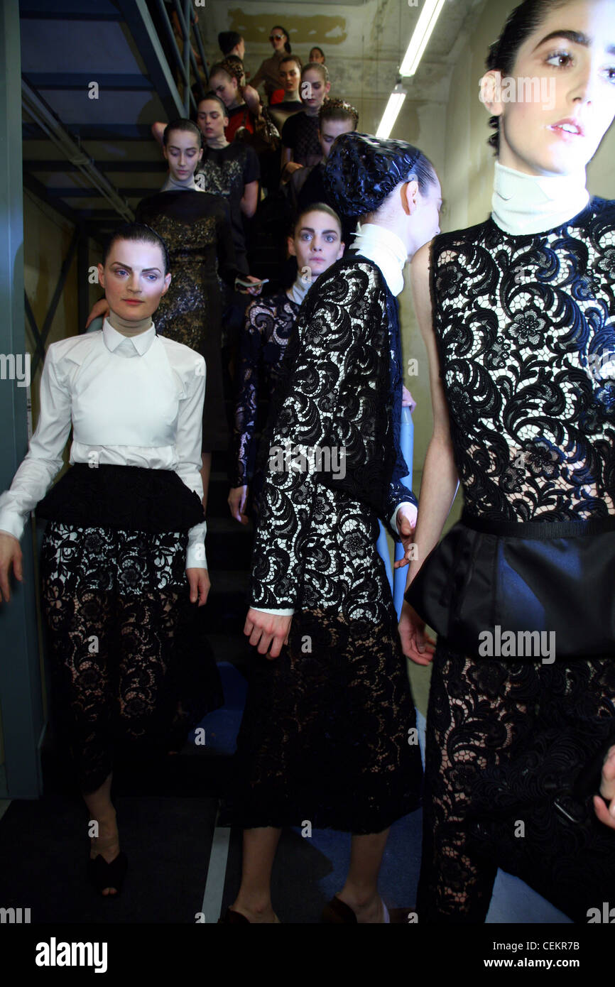Prada Backstage Milan Ready to Wear Autumn Winter Models lining upthe ...