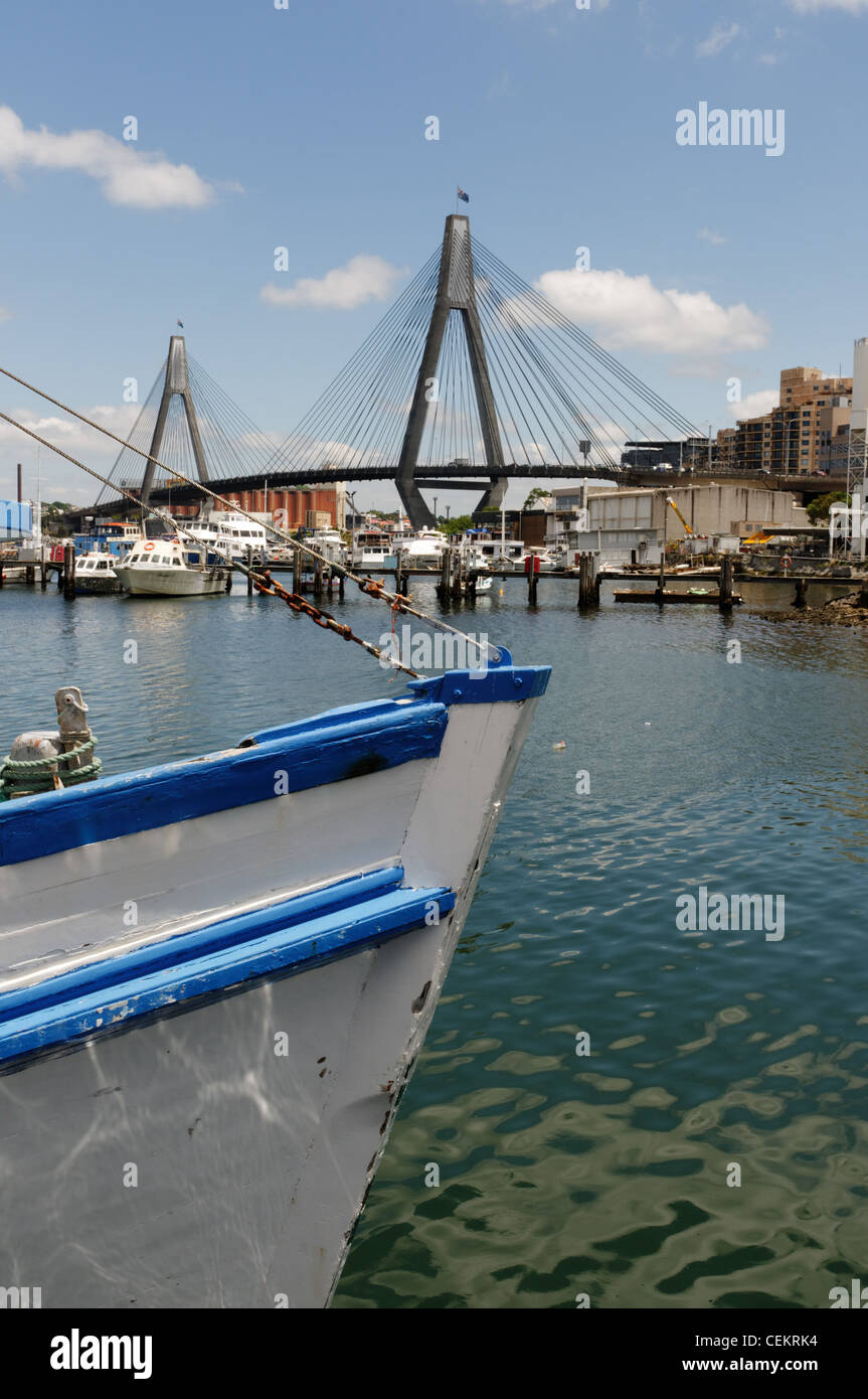 ANZAC Bridge and Blackwattle Bay harbour, Sydney Australia Stock Photo ...