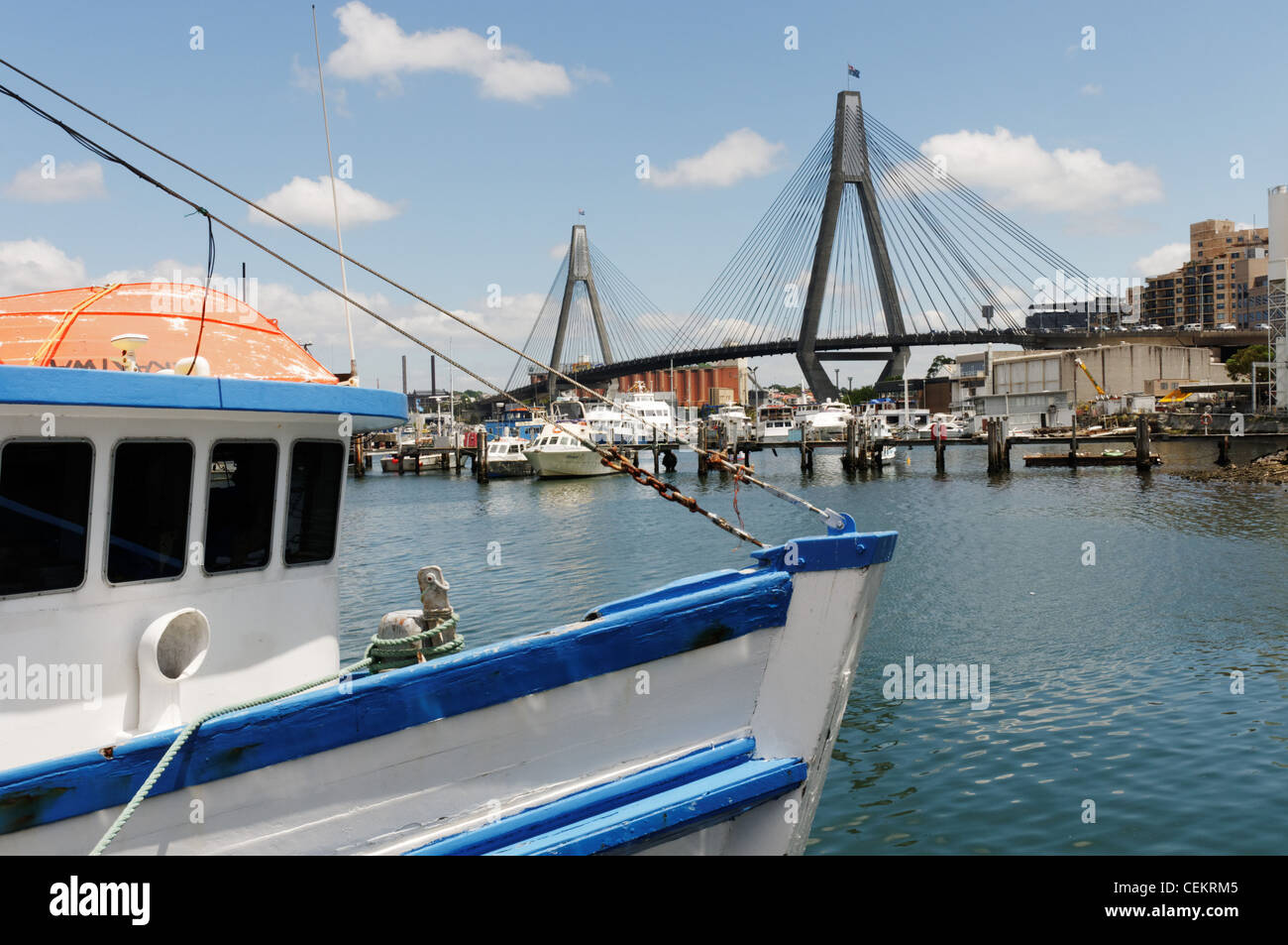 ANZAC Bridge and Blackwattle Bay harbour, Sydney Australia Stock Photo ...