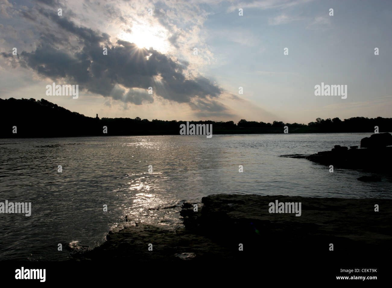 Sunset tower rock Mississippi river Missouri Stock Photo - Alamy