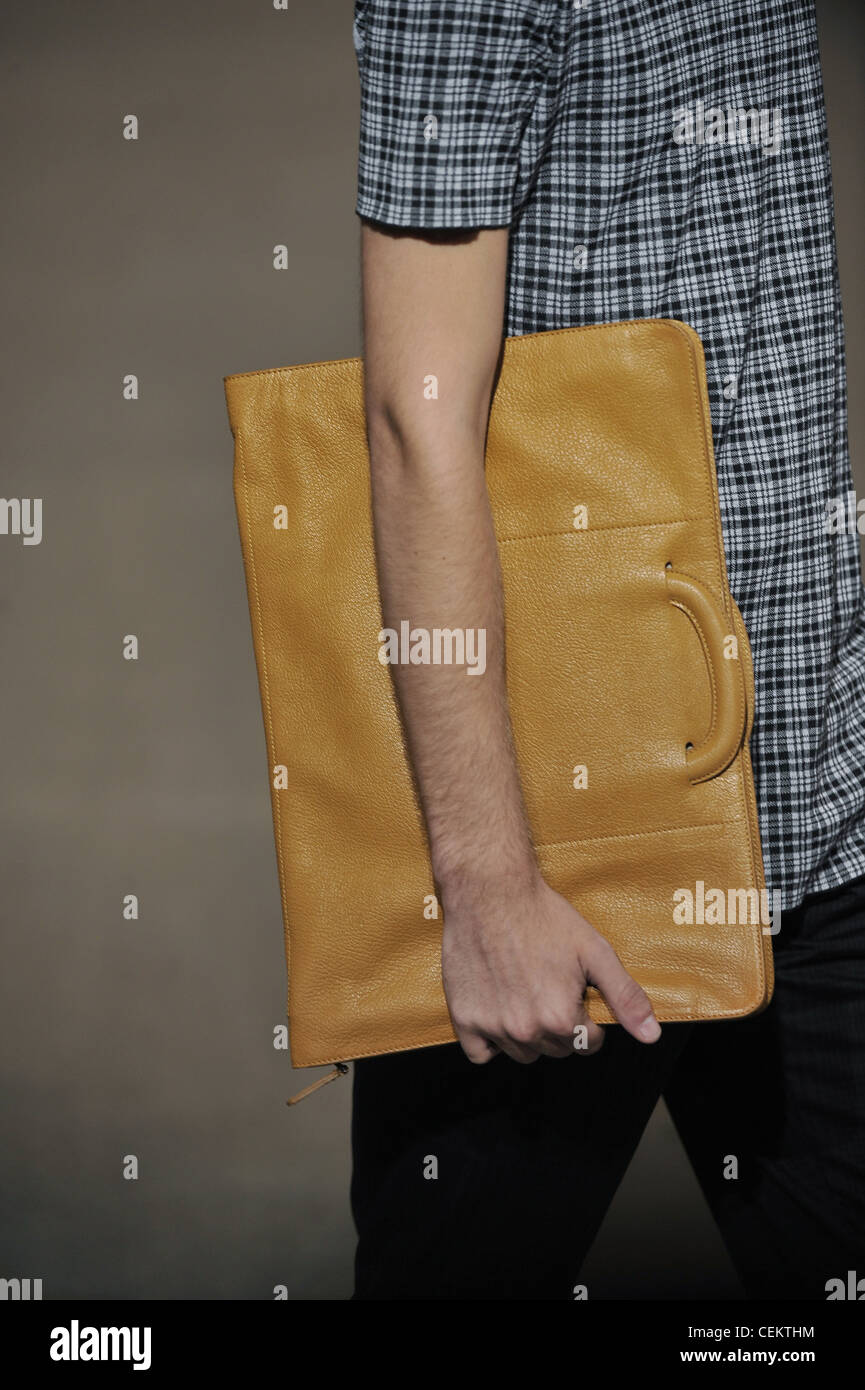 Marni Milan Ready to Wear Spring Summer Model wearing a black and grey ...