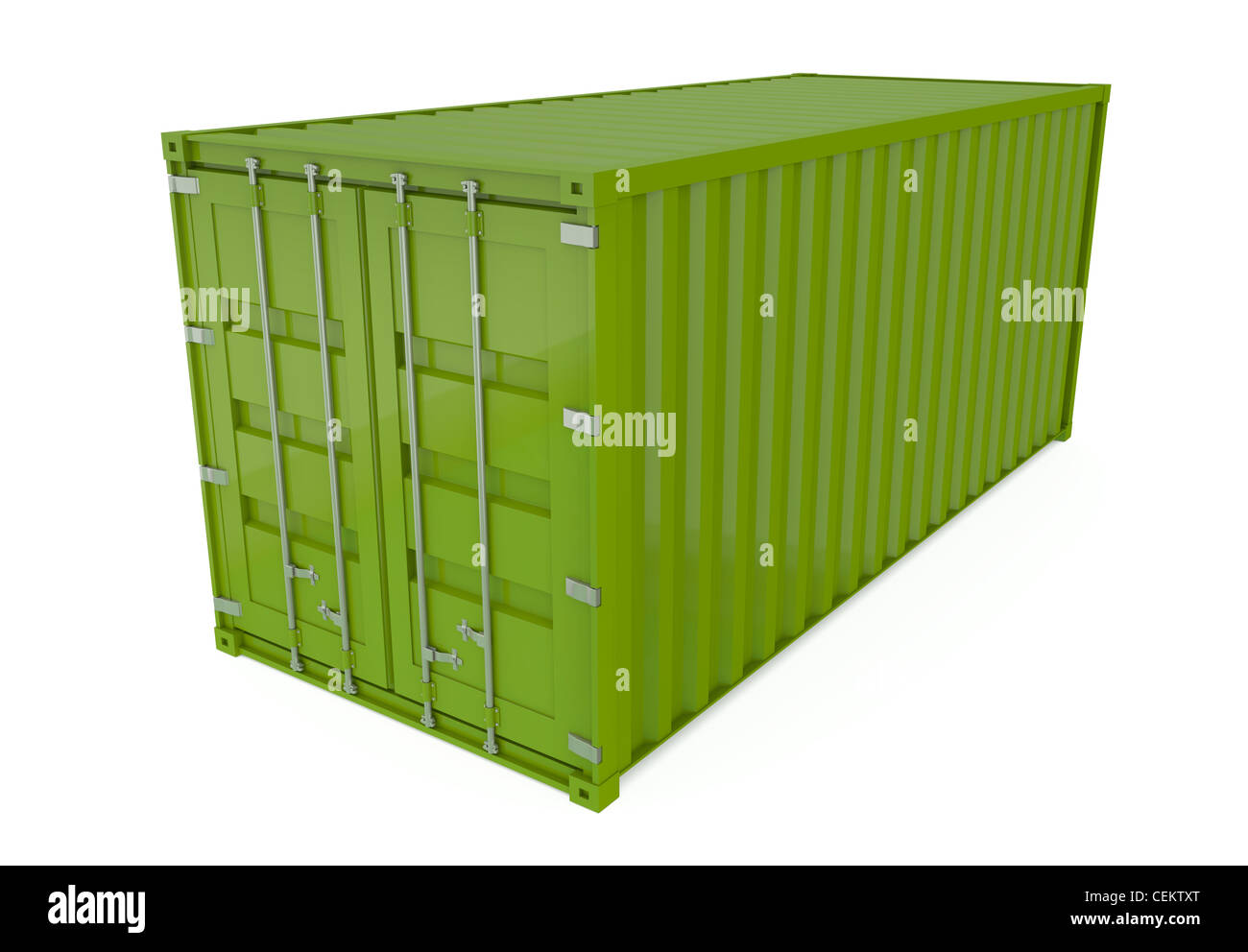 Green shipping container, 3D rendered illustration Stock Photo - Alamy