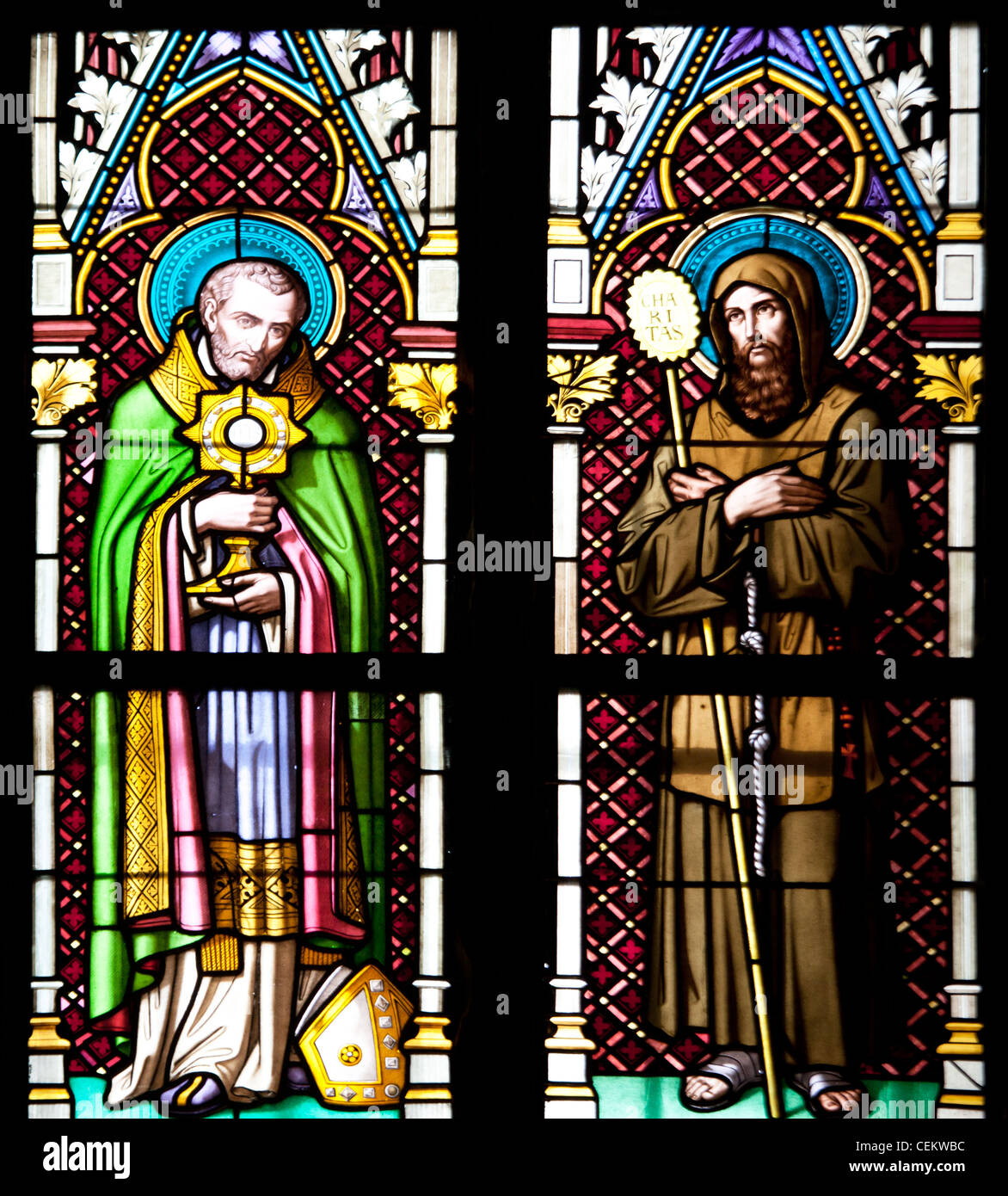 Prague, St. Vitus Cathedral, Stained Glass Window, Two Standing Holy ...