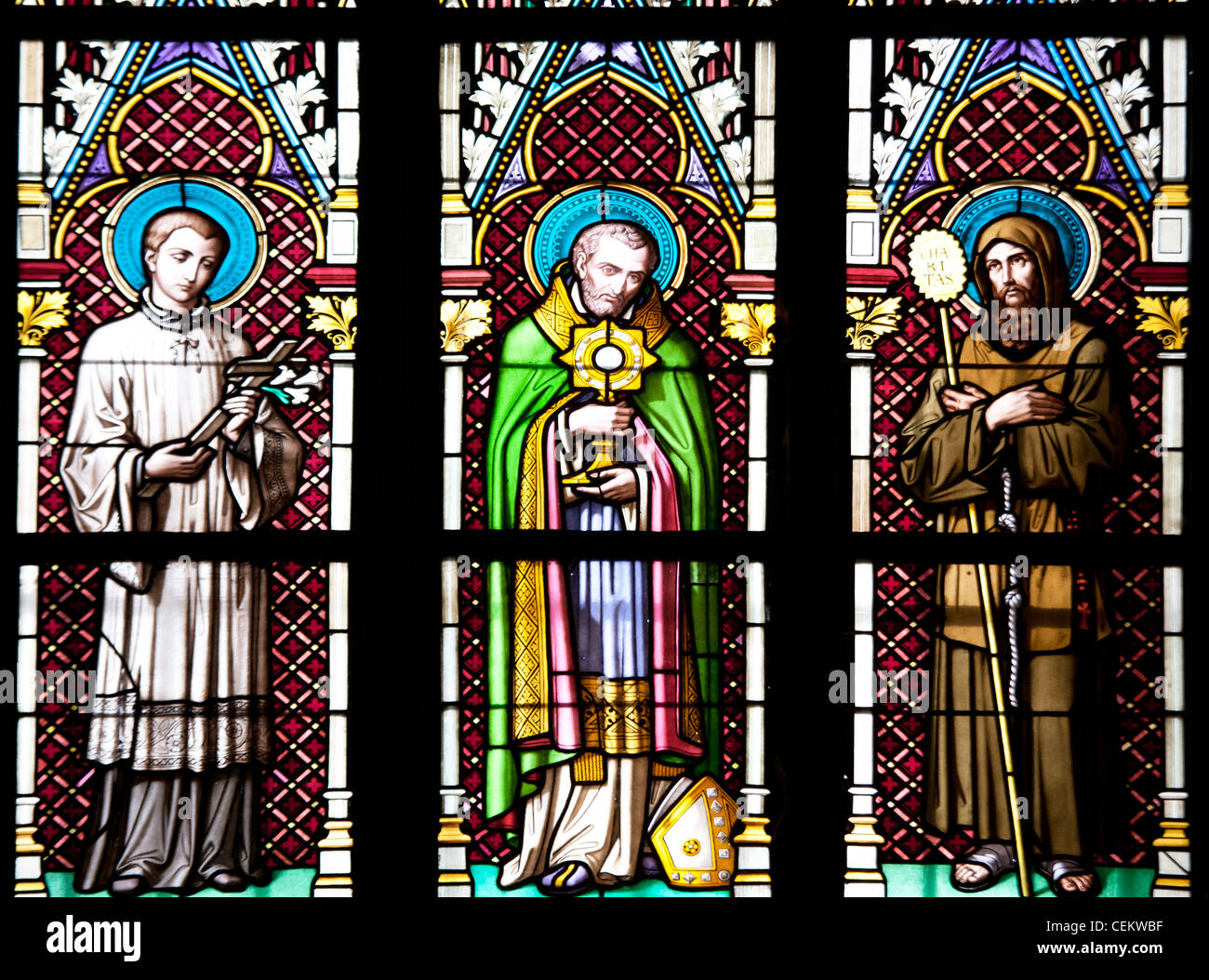 Prague, St. Vitus Cathedral, Stained Glass Window, Three Standing Holy ...