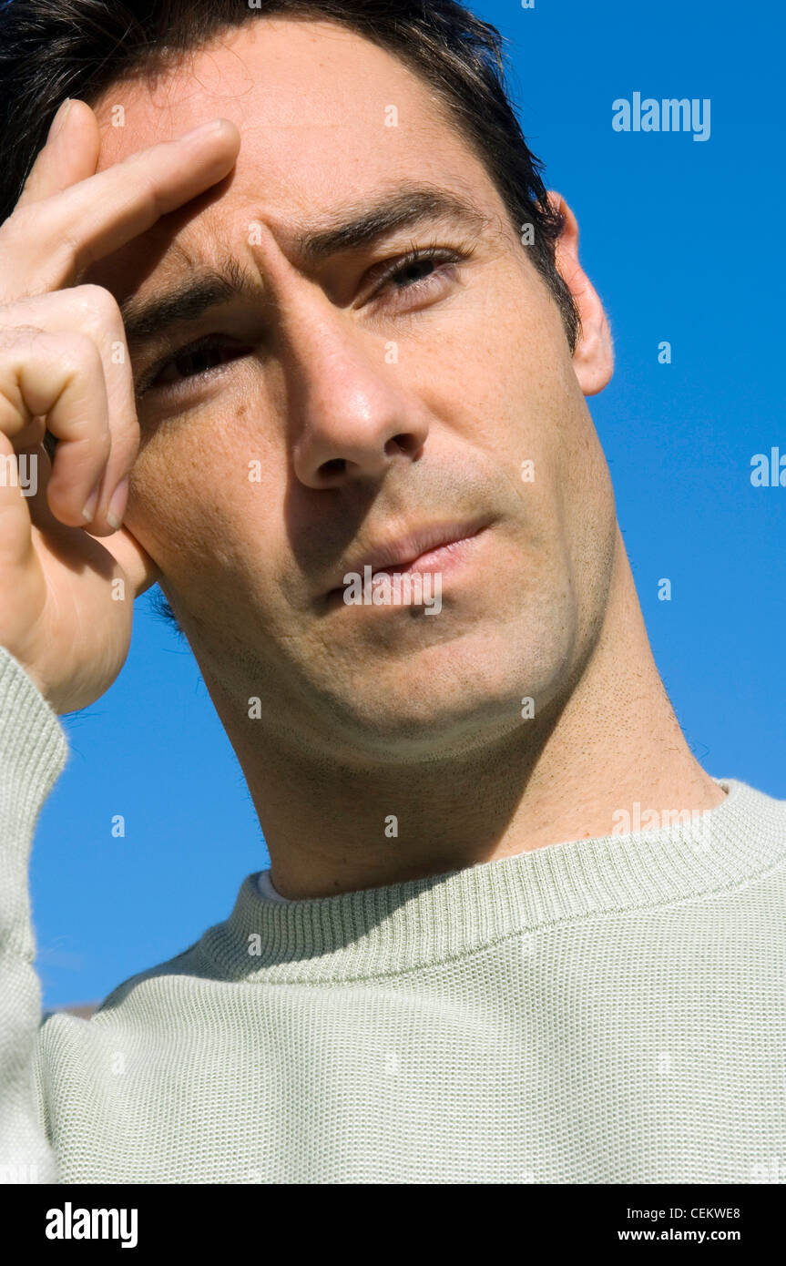 Rubbing forehead head shot hi-res stock photography and images - Alamy