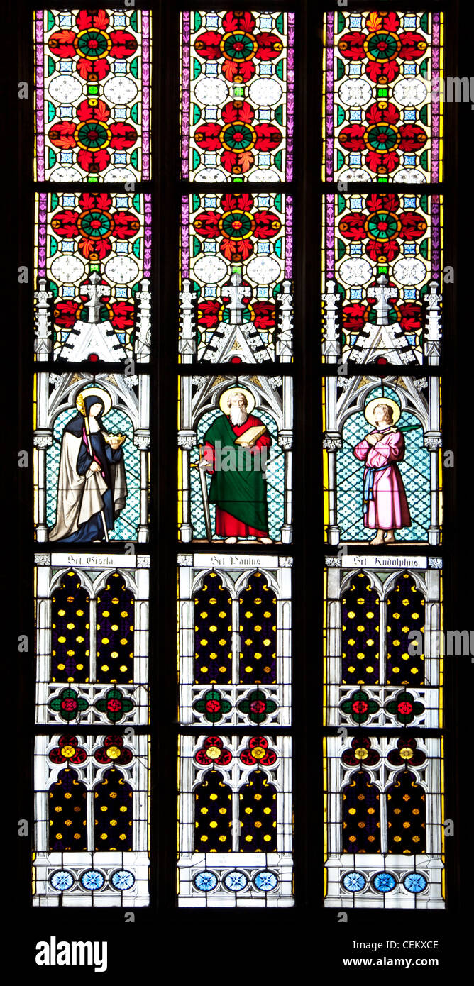 Prague, St. Vitus Cathedral, Stained Glass Window, St Gisela, St Paul ...