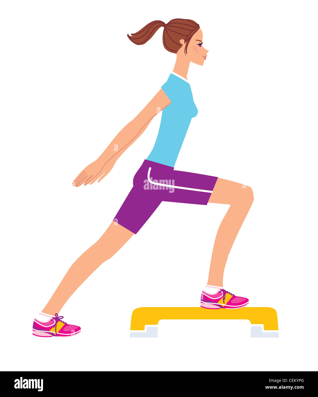 Step Female stepping forward on a step block Stock Photo - Alamy