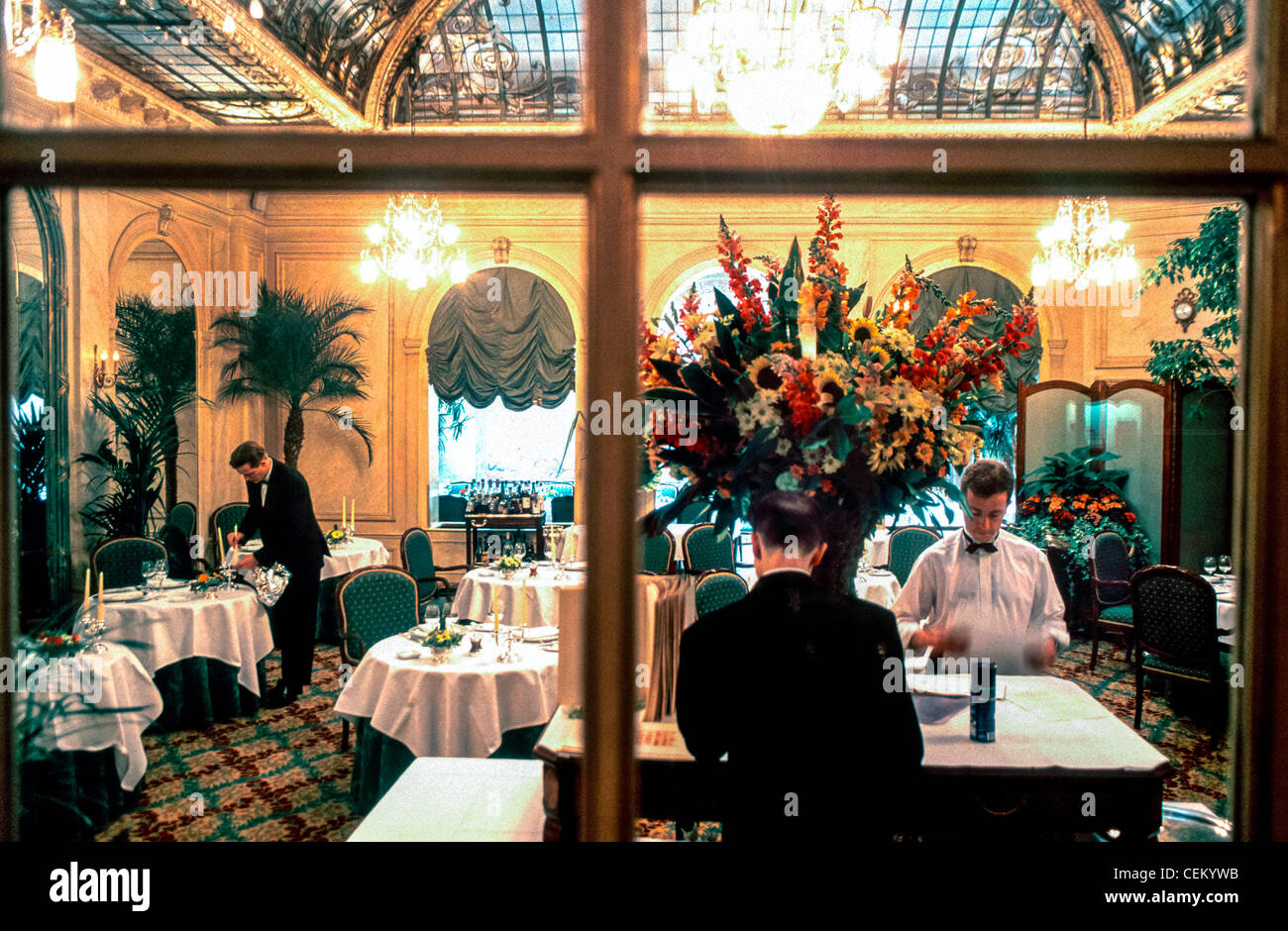 PARIS, France - Waiters Setting up For Dinner Service in Classical ...