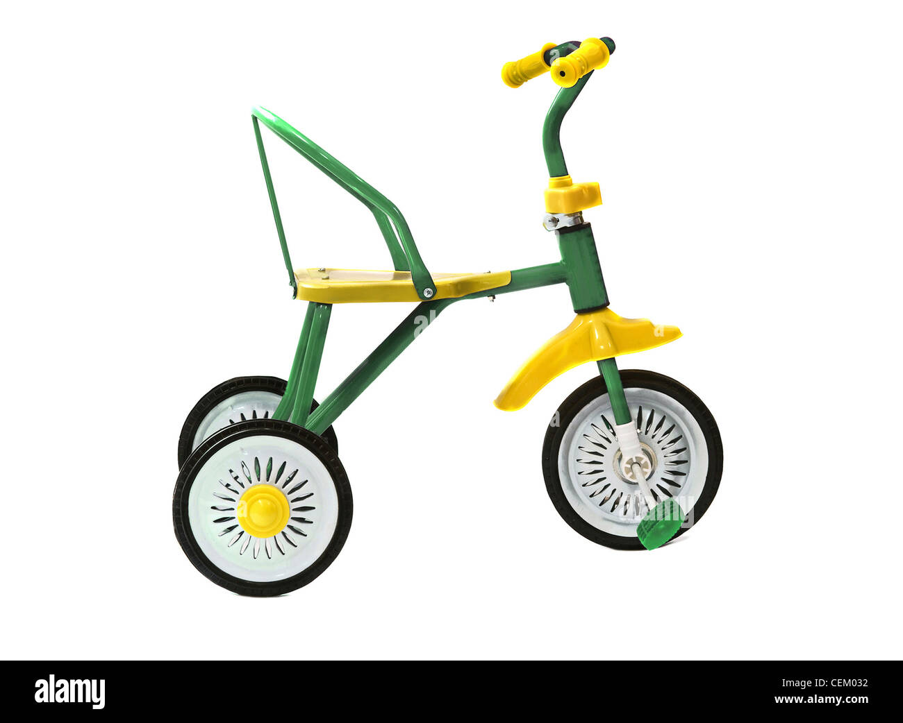 green tricycle on a white background Stock Photo - Alamy