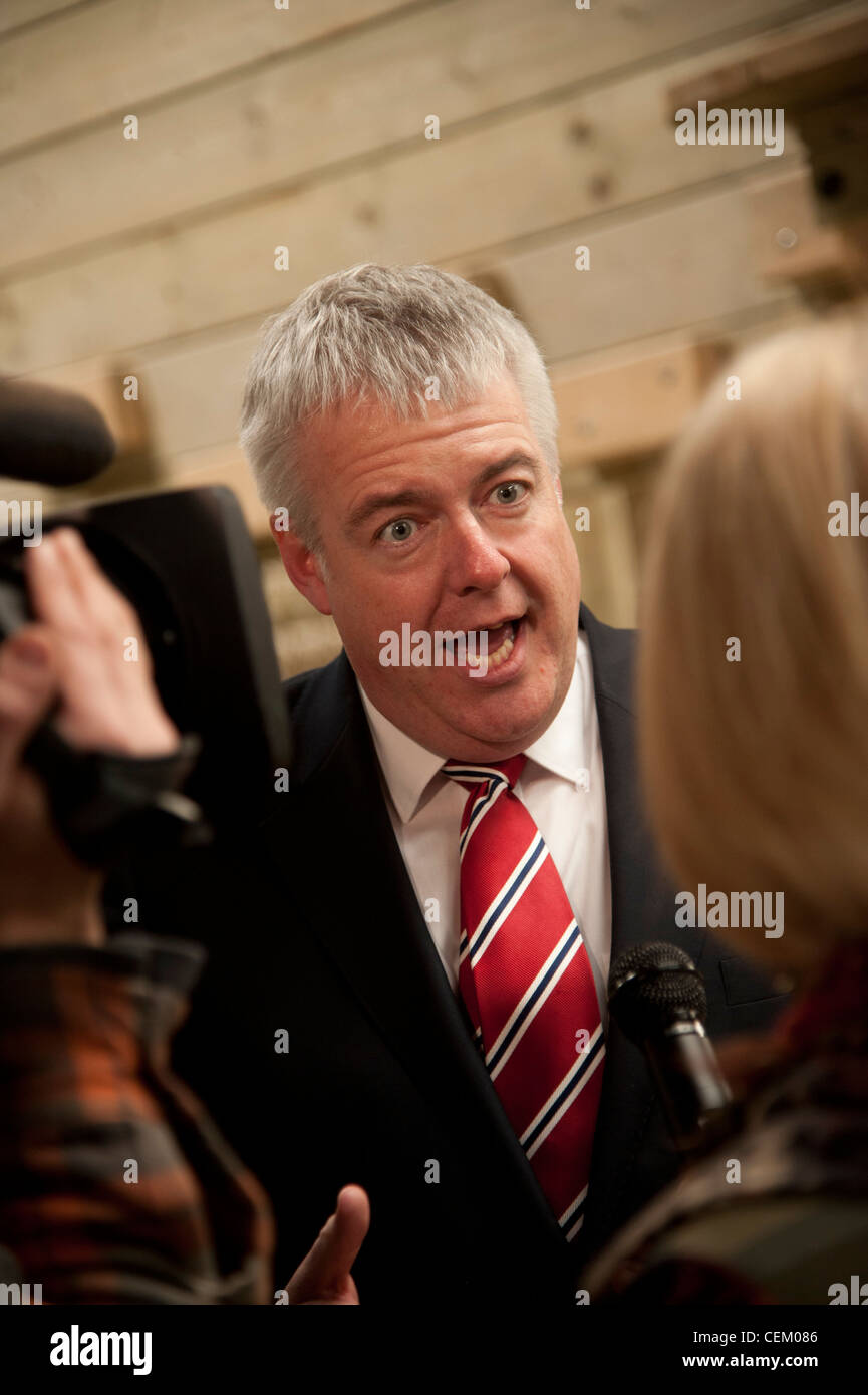 CARWYN JONES, Wales Government First Minister, UK, being interviewed ...