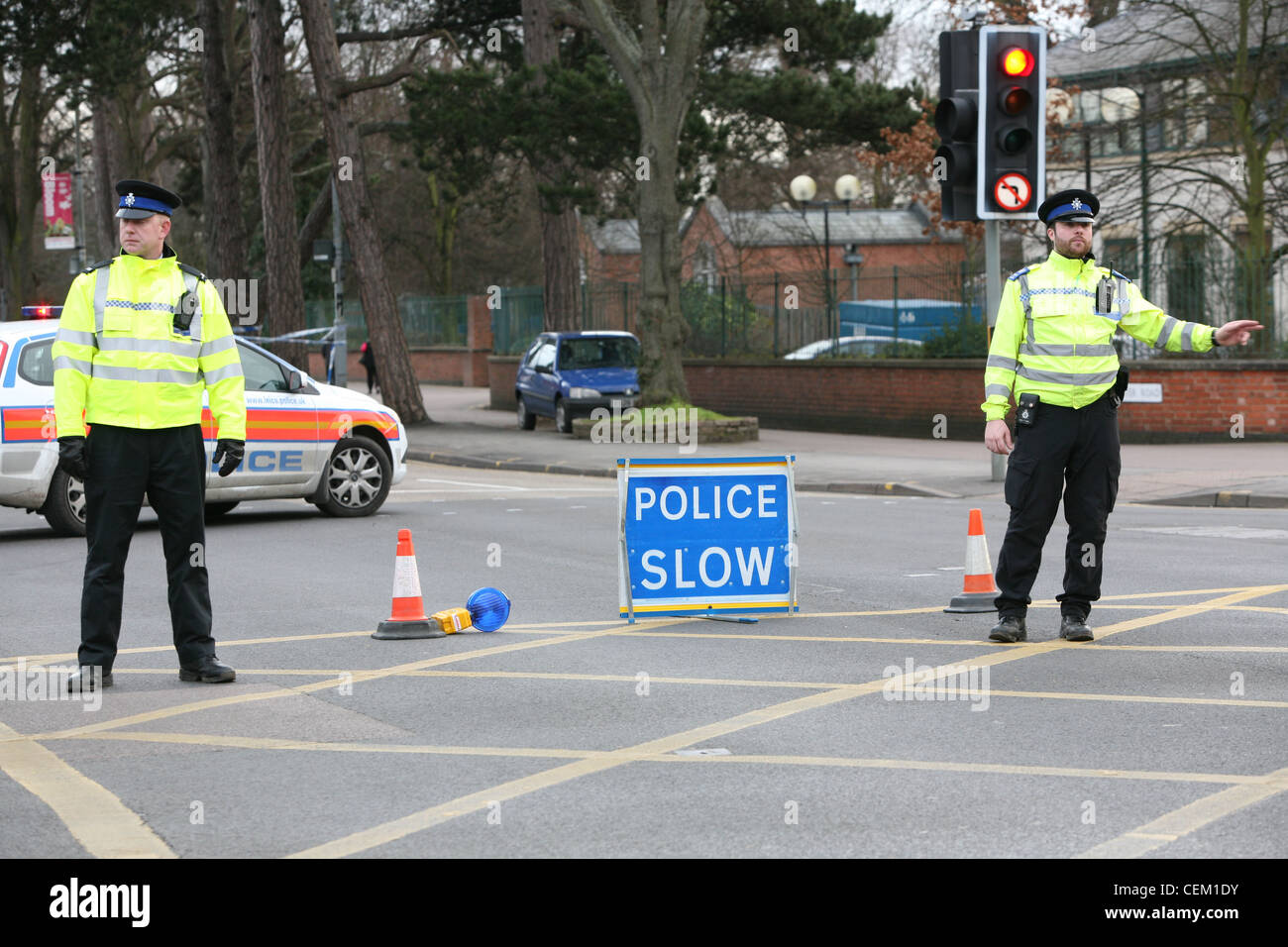 leicestershire police close road after accident Stock Photo - Alamy