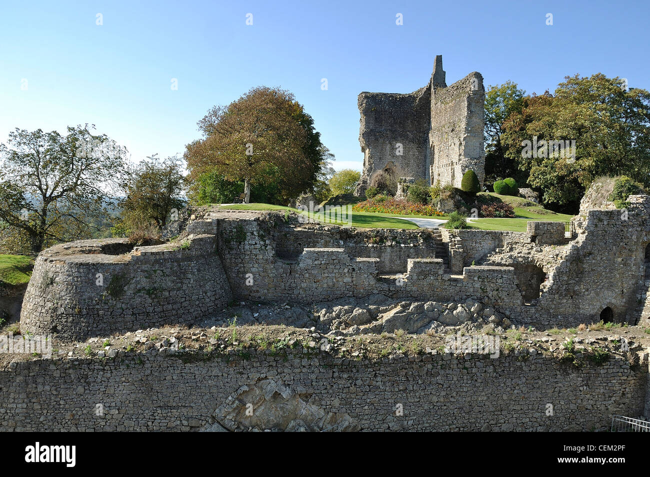 Ruins of the castle of Domfront (Lower, Normandy, France Stock Photo ...