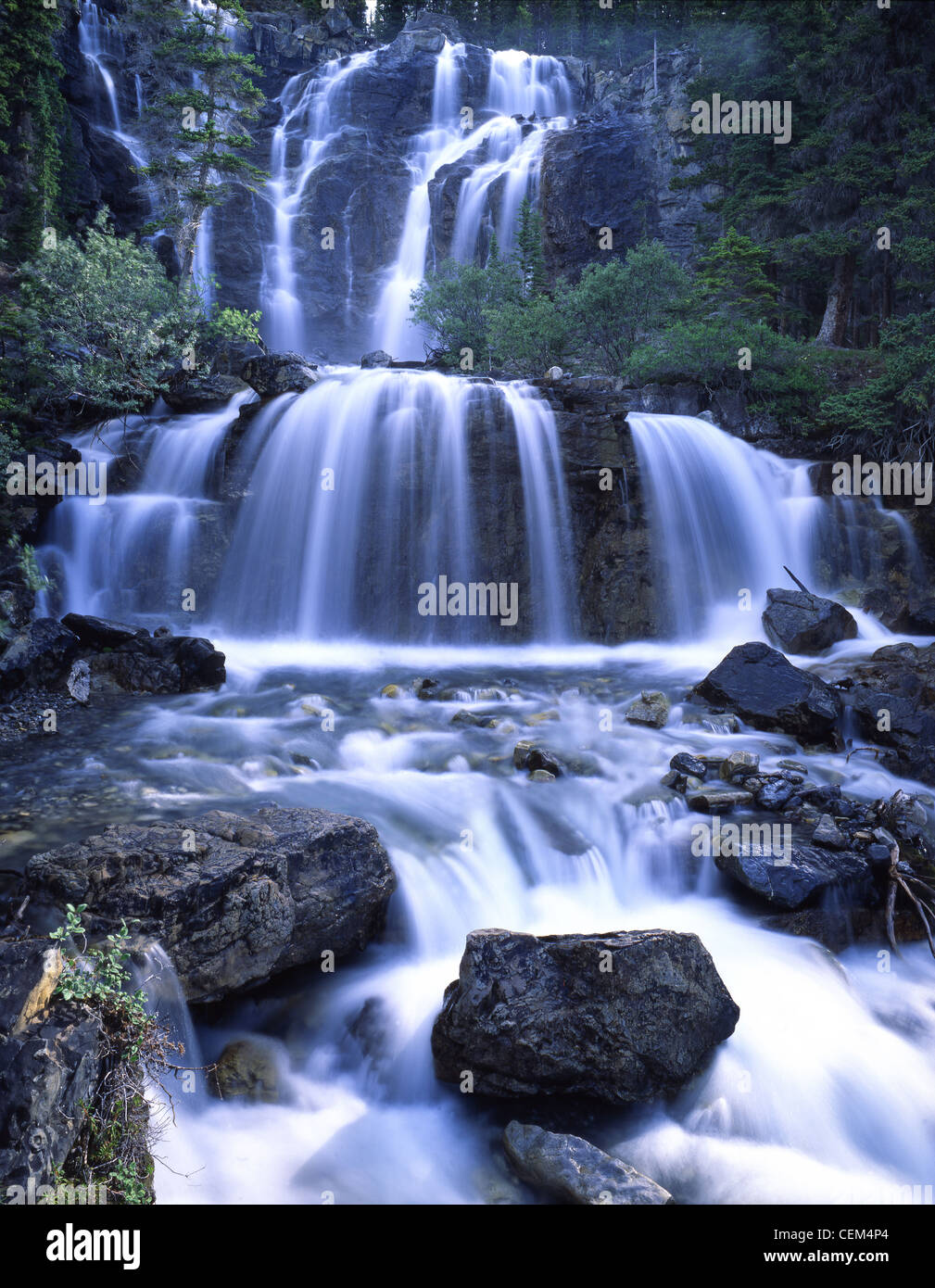 Roadside waterfall along Icefield Parkway north of Banff, in Banff ...