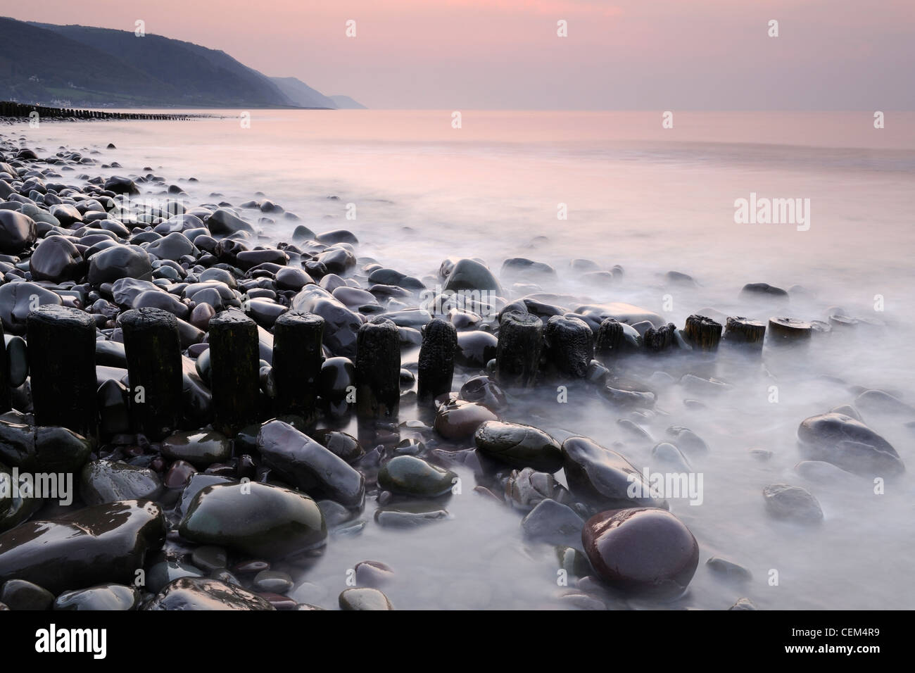 Bossington Beach just after sunset as the tide goes out. Bossington ...