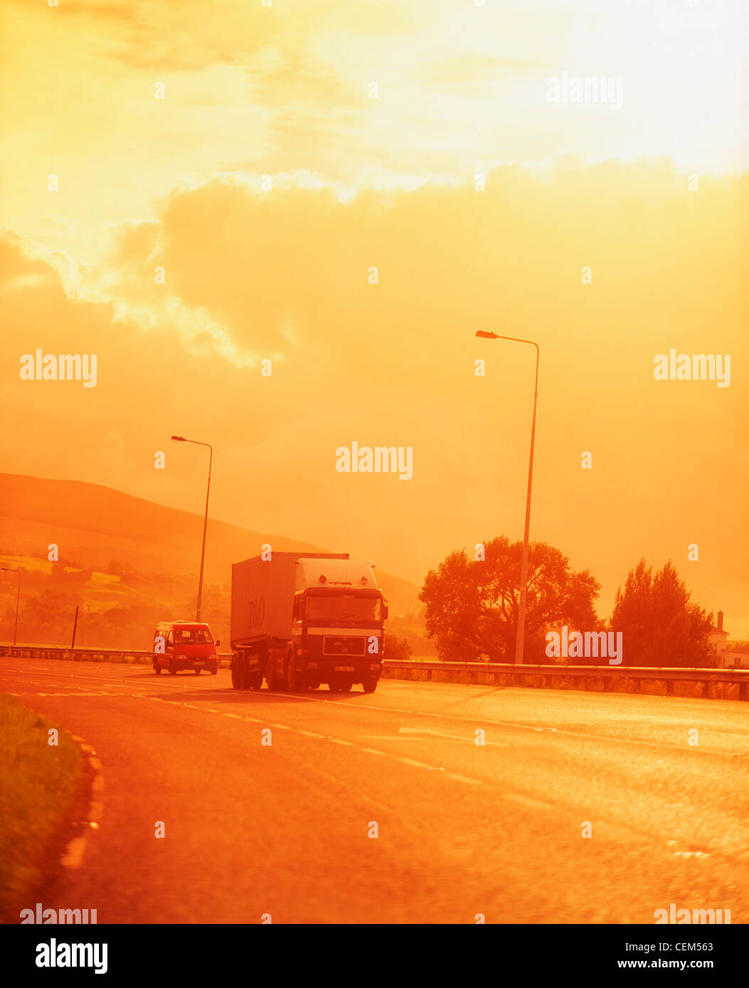 Truck On Main Road, Ireland Stock Photo - Alamy