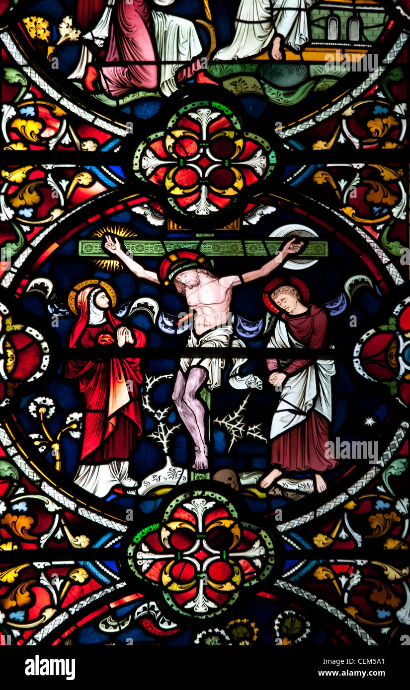 England, Salisbury, Salisbury Cathedral, Stained Glass Window, Jesus ...