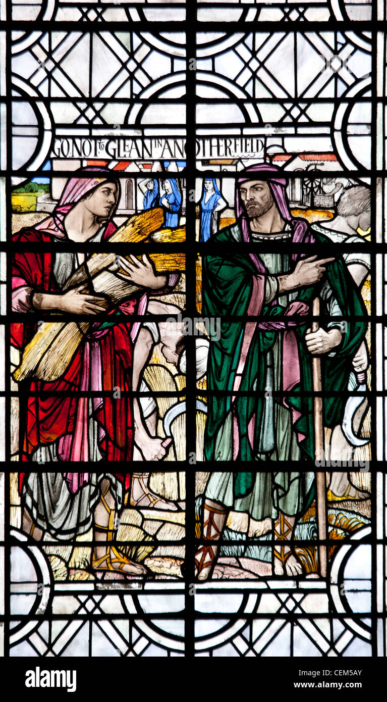 England, Salisbury, Salisbury Cathedral, Stained Glass Window, Boaz and ...