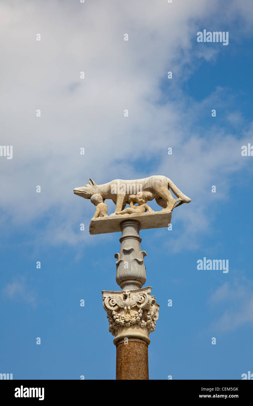 Italy, Siena, Siena Cathedral, Statue of Romulus and Remus Stock Photo ...