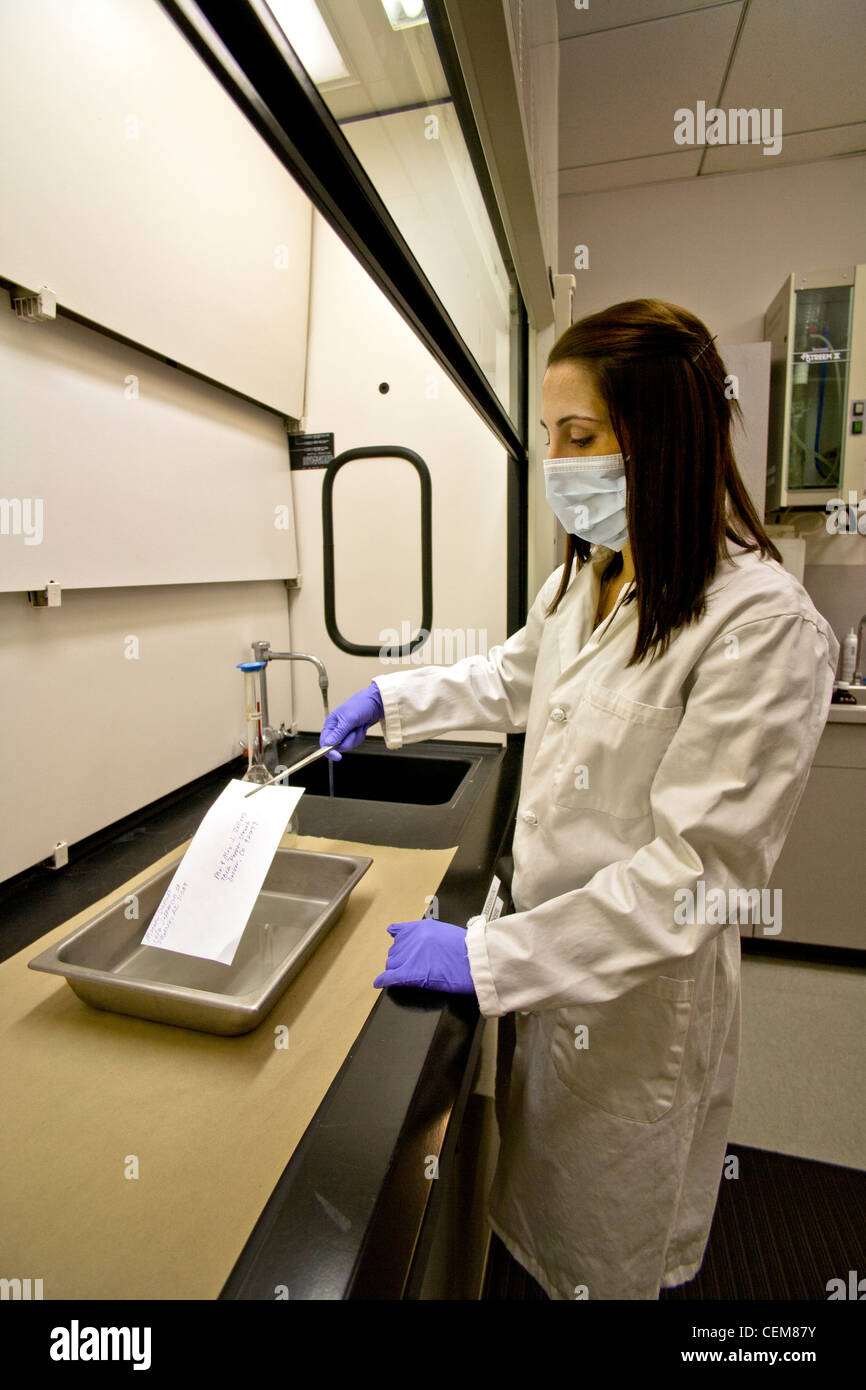 At Evidence Processing Room in Santa Ana, CA, Police Dept forensics lab ...