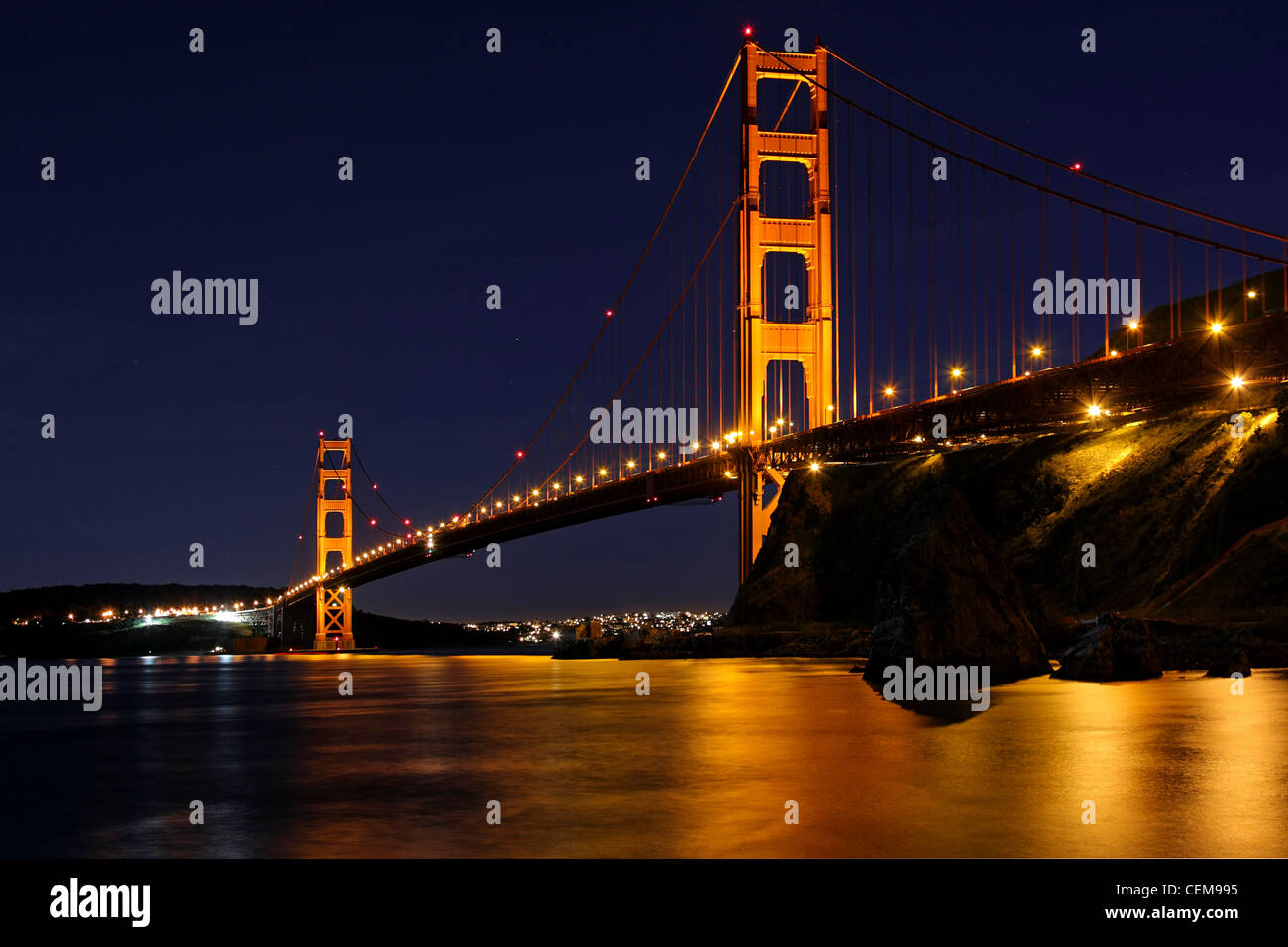 Golden Gate Bridge at night Stock Photo - Alamy